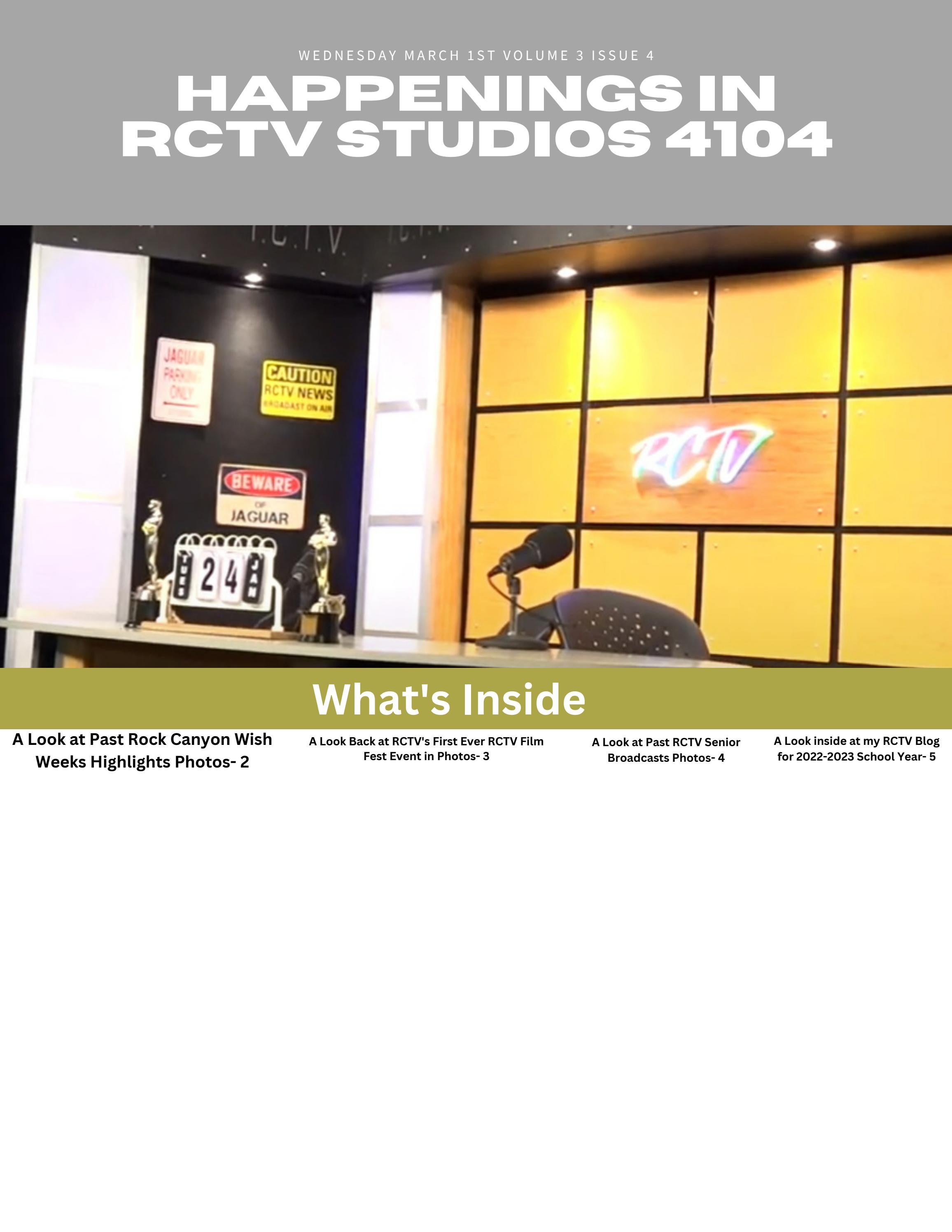 Happenings in RCTV Studios 4104 Volume 3 Issue 4 Wednesday March 1st by ...