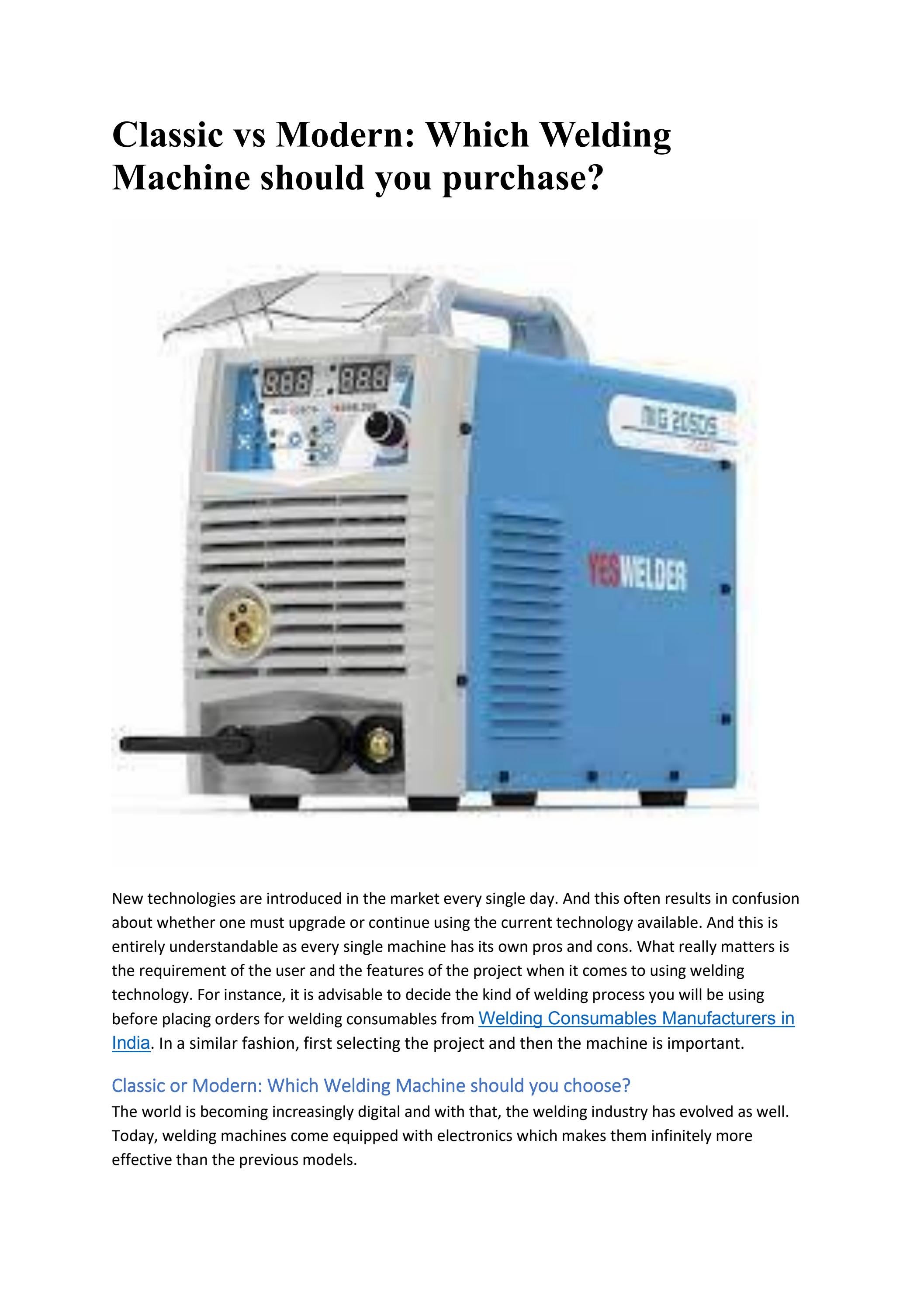 Classic Vs Modern Which Welding Machine Should You Purchase By Ravi Gupta Issuu