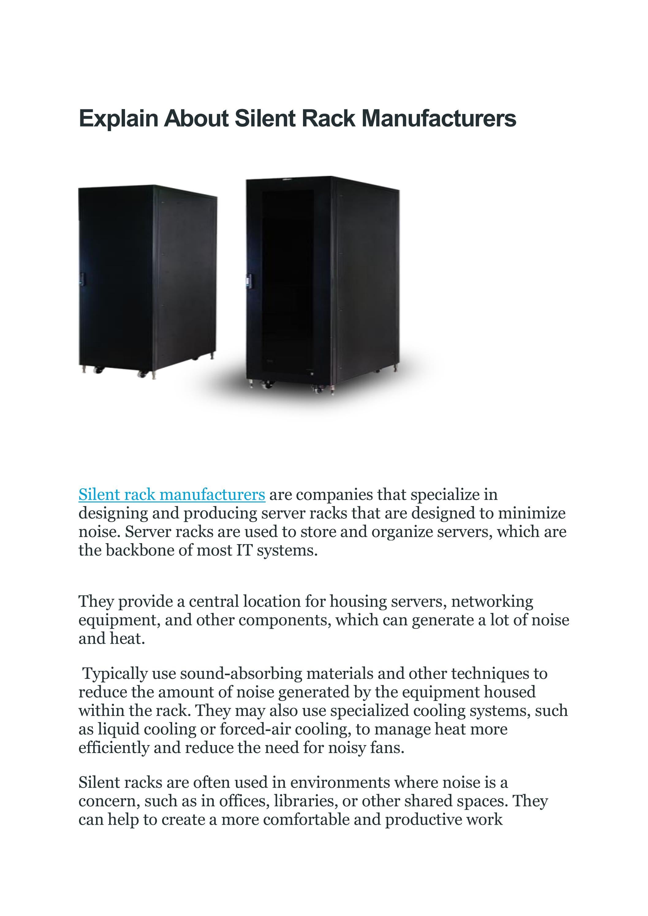 About Silent Rack by soundproof server racks - Issuu