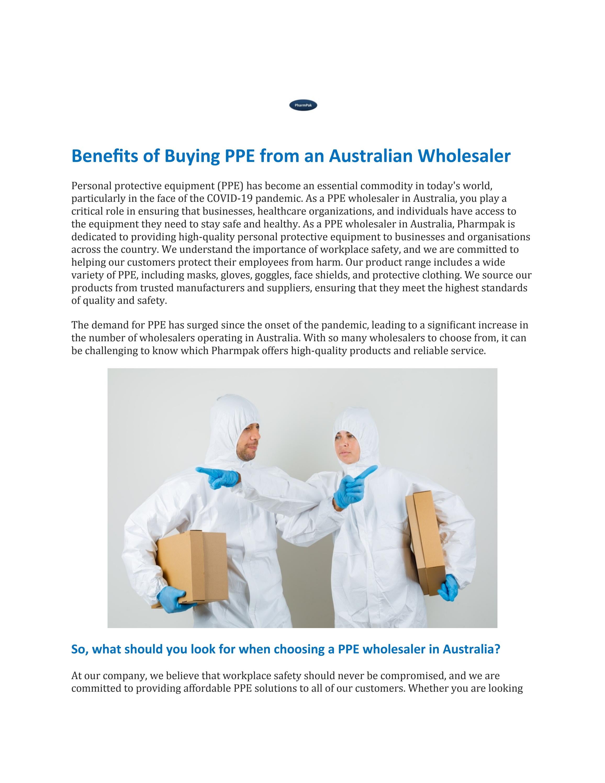 Benefits of Buying PPE from an Australian Wholesaler by pharmpak - Issuu