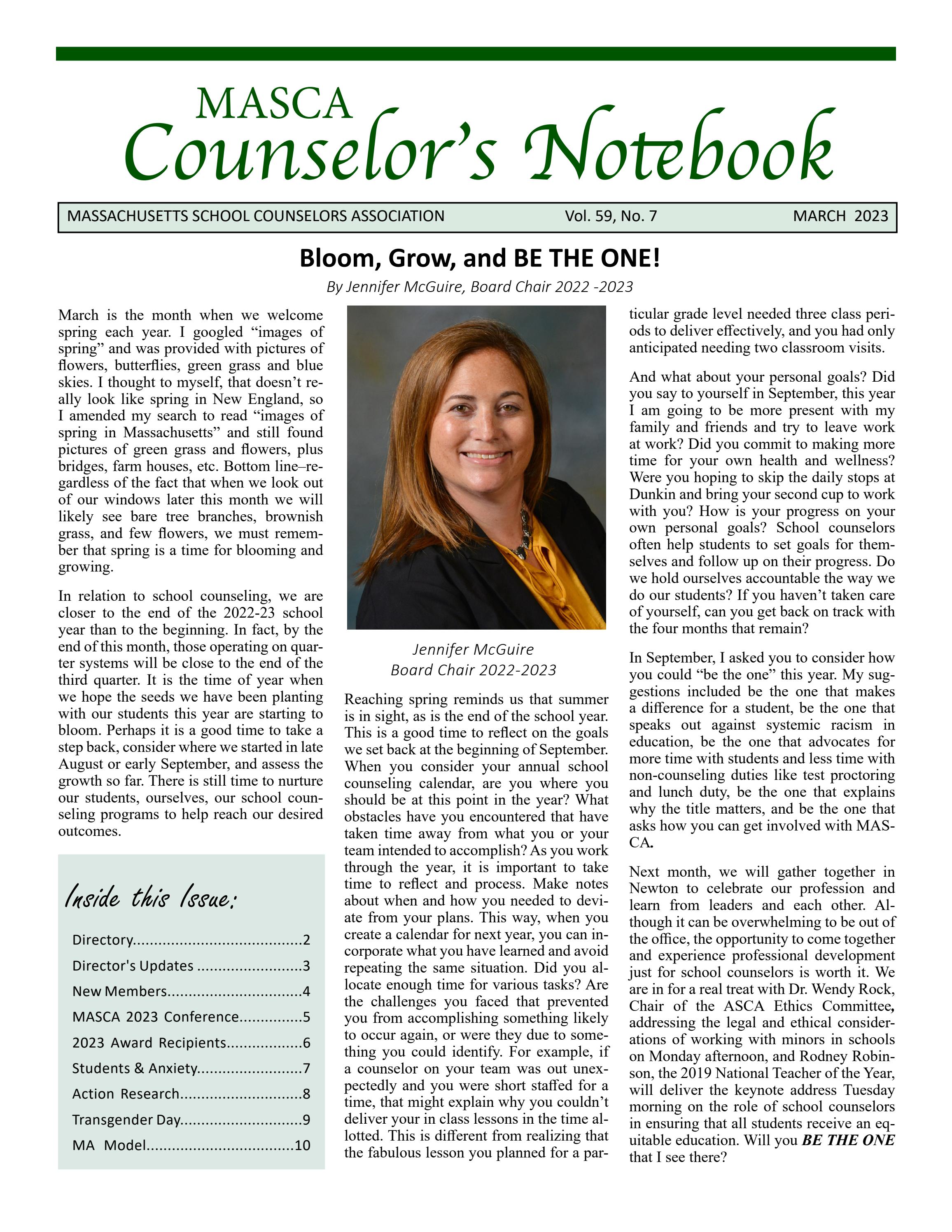 Counselor's Notebook - March 2023 by Massachusetts School Counselors ...