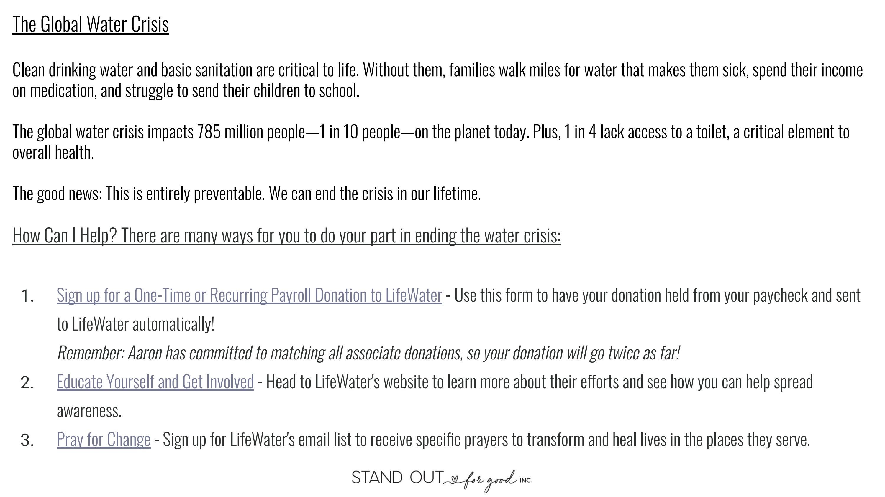 Lifewater - The Global Water Crisis by standoutforgoodinc - Issuu