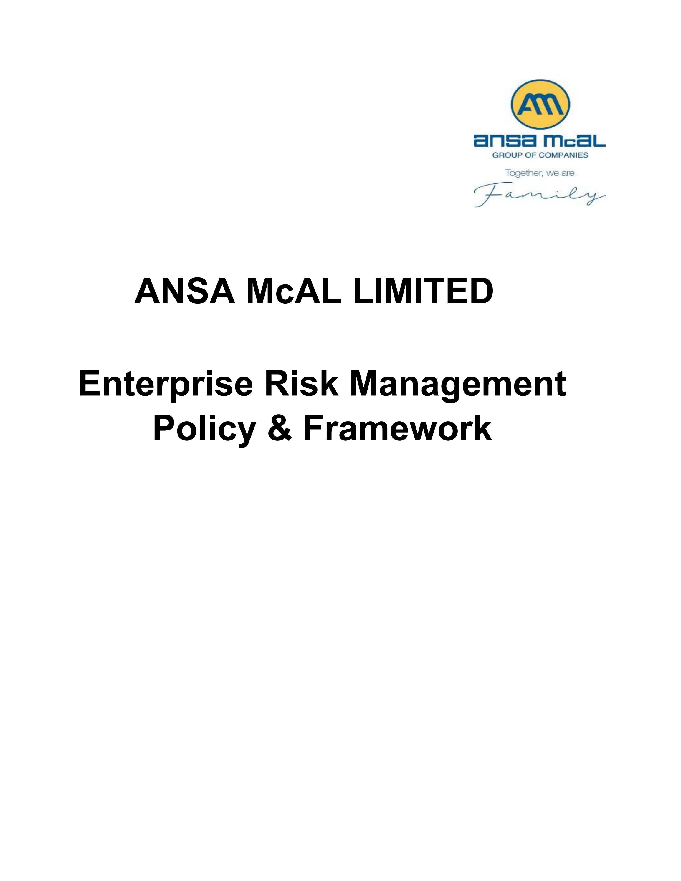ANSA McAL Limited ERM Framework and Policy by George Alstons - Issuu