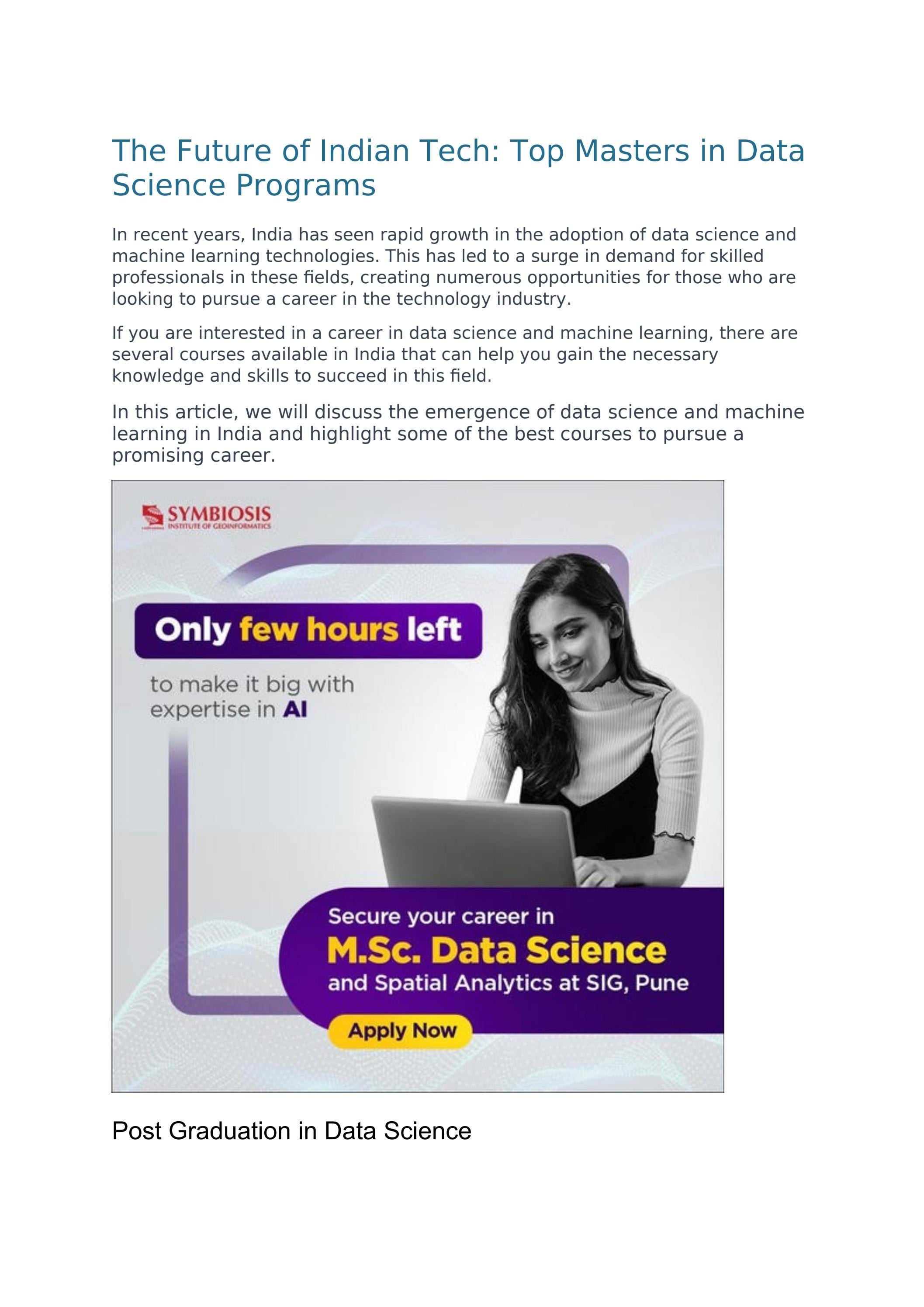 The Future of Indian Tech: Top Masters in Data Science Programs by ...