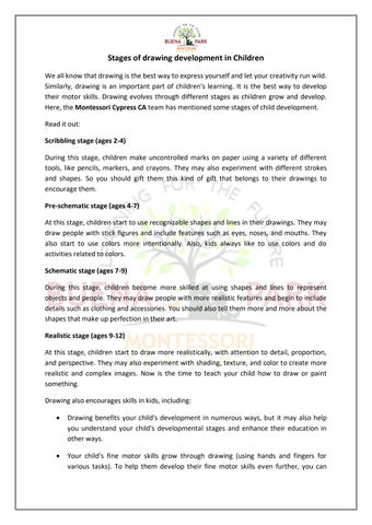 Stages of Drawing development in Children by Buena Park Montessori - Issuu