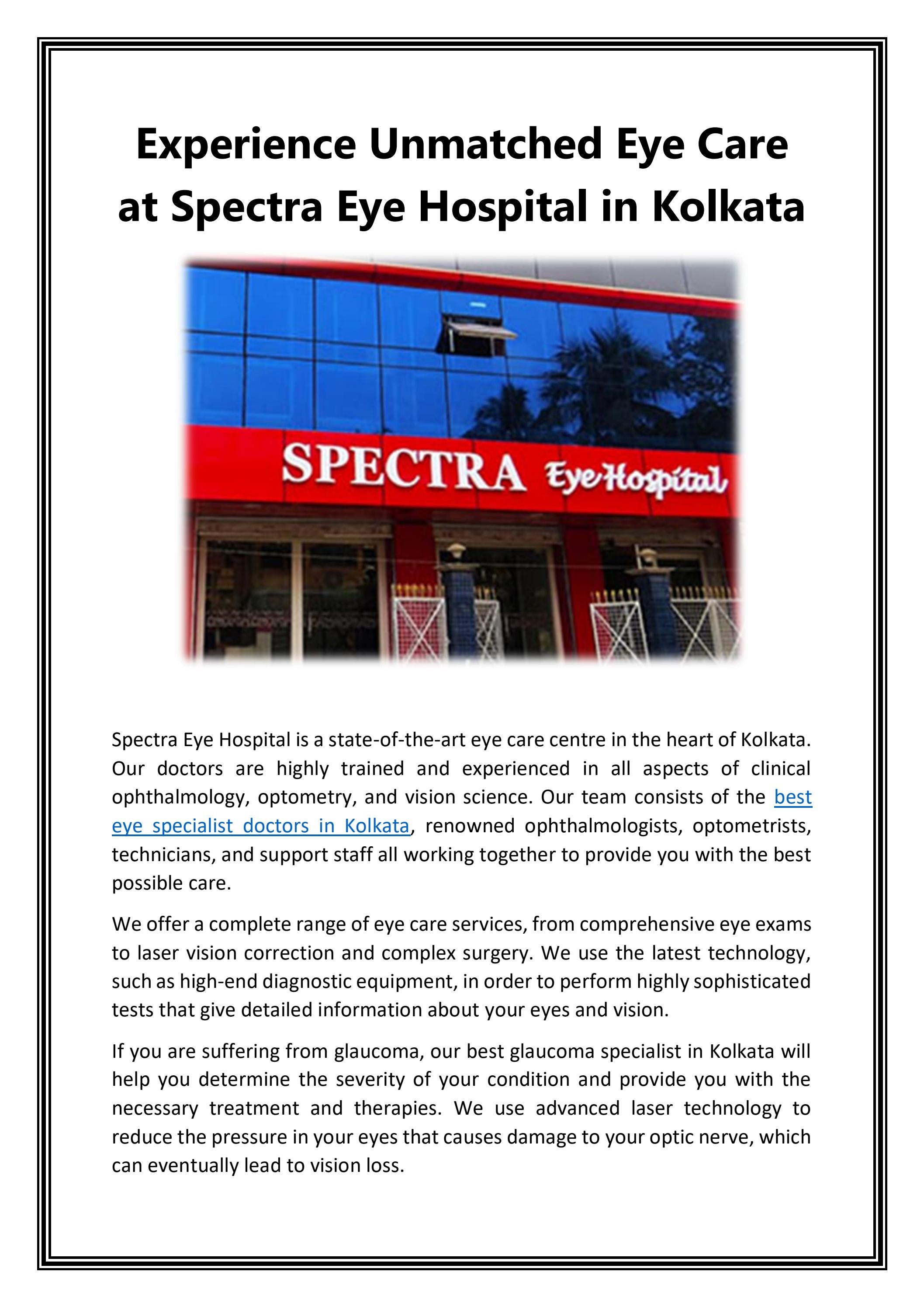 Experience Unmatched Eye Care at Spectra Eye Hospital in Kolkata by ...