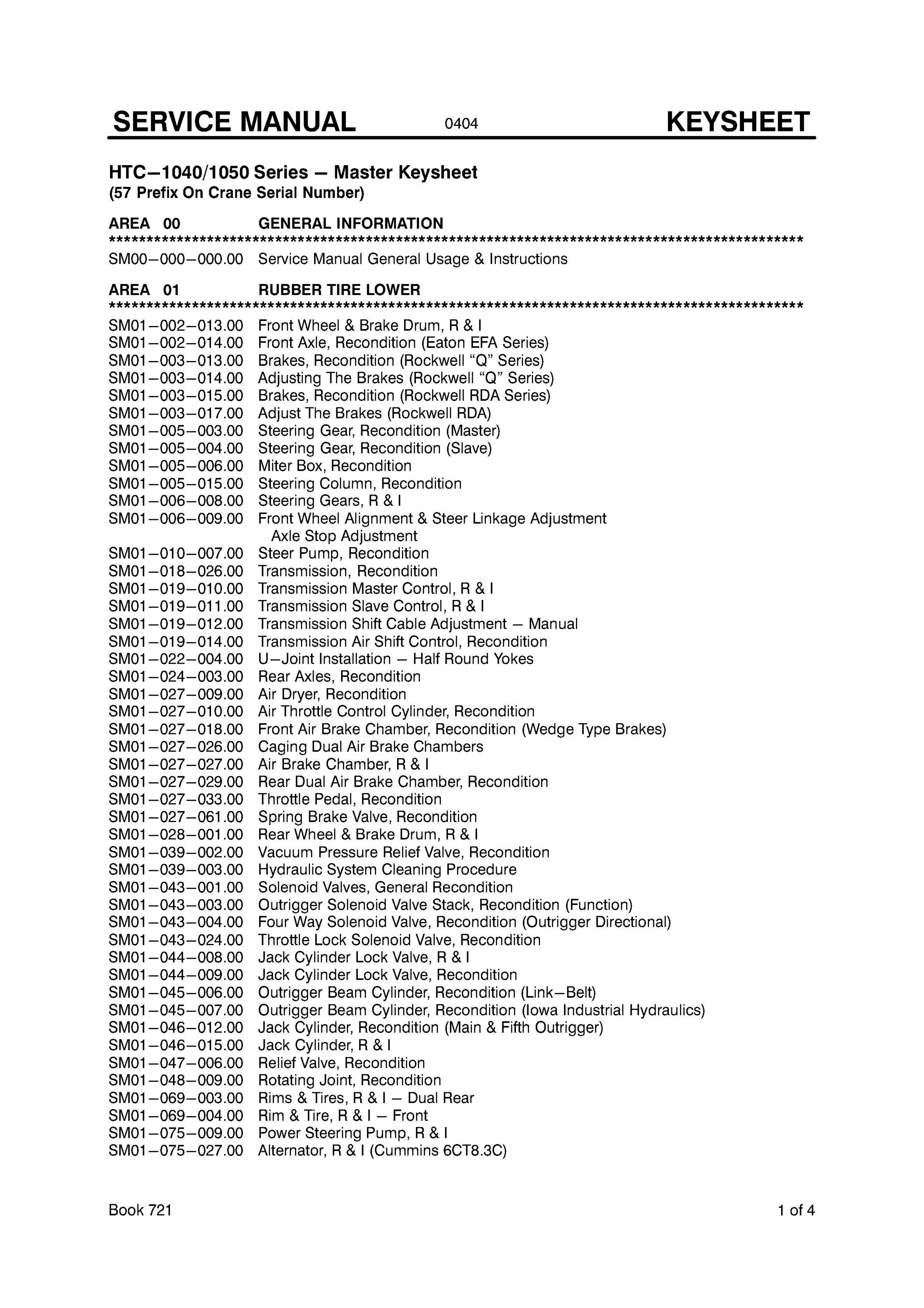 Link Belt Crane HTC-1050 Service Manual by Heavy Equipment Manual - Issuu