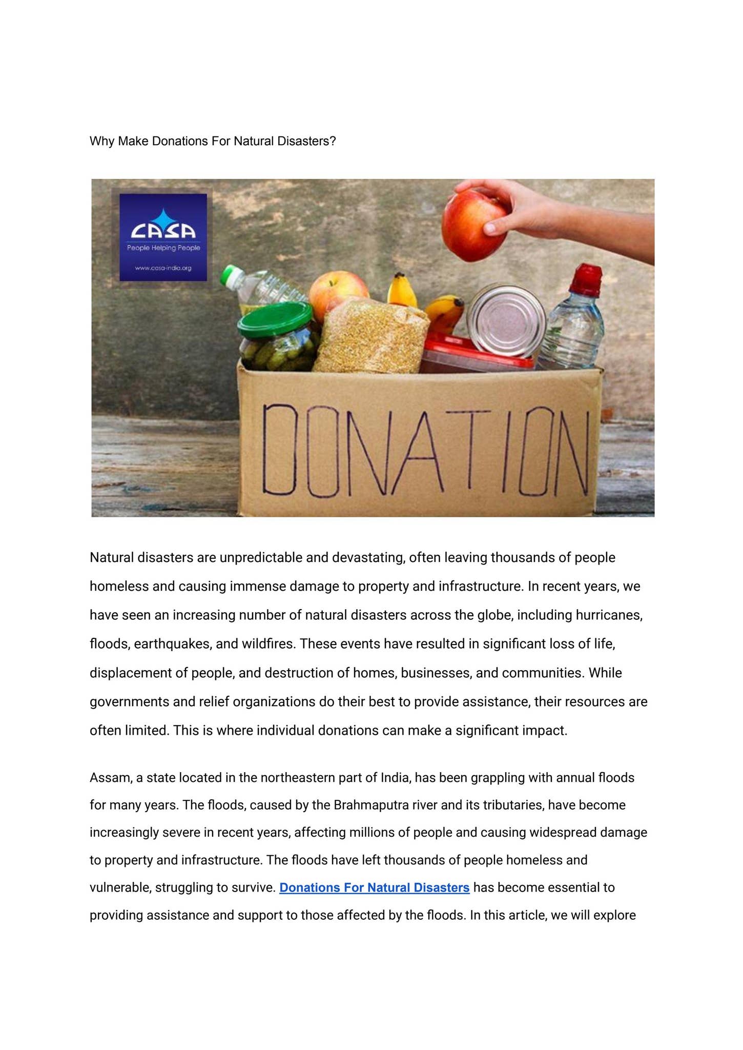Why Make Donations For Natural Disasters? by casa india - Issuu