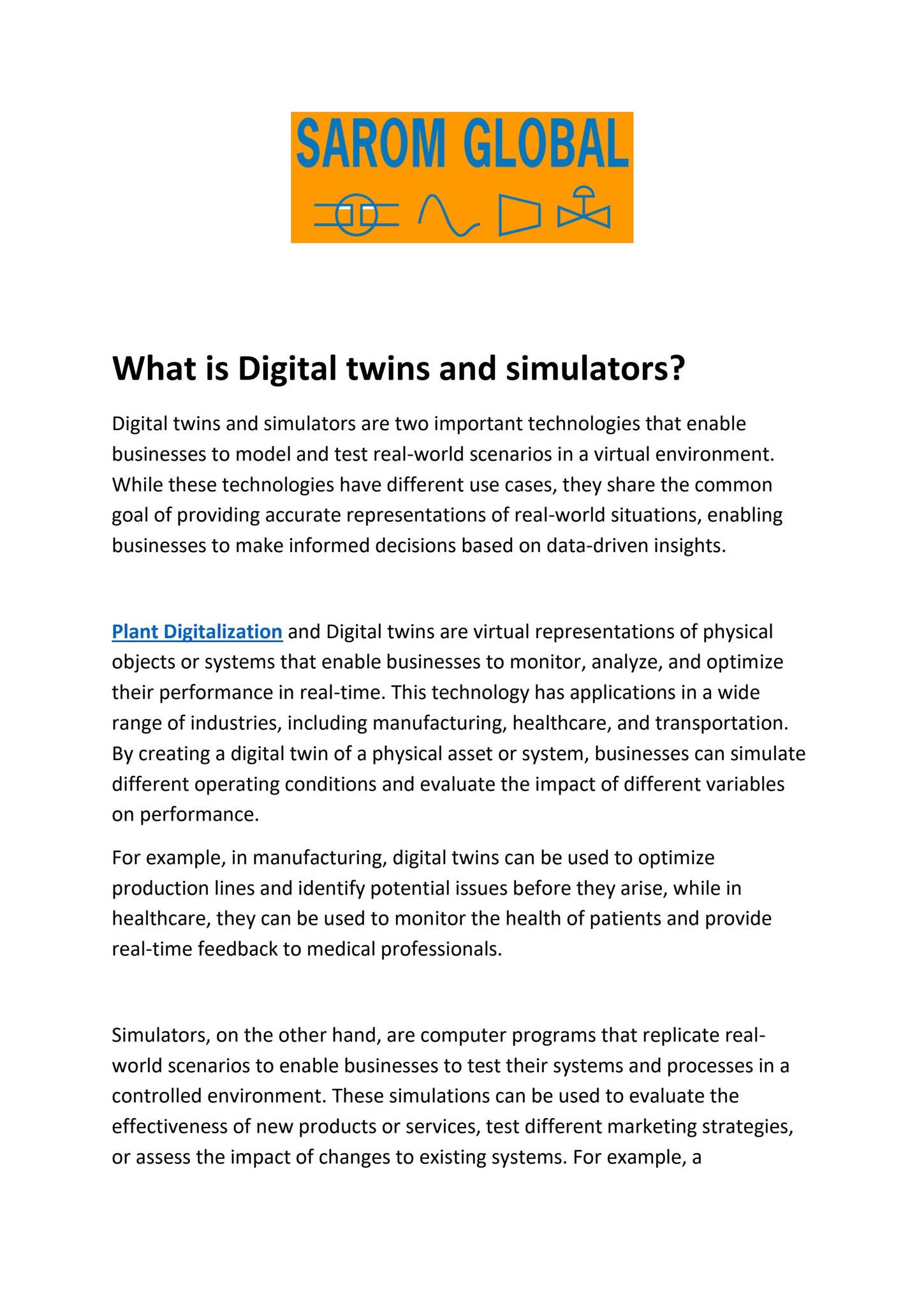 What is Digital twins and simulators? by Sarom Global - Issuu
