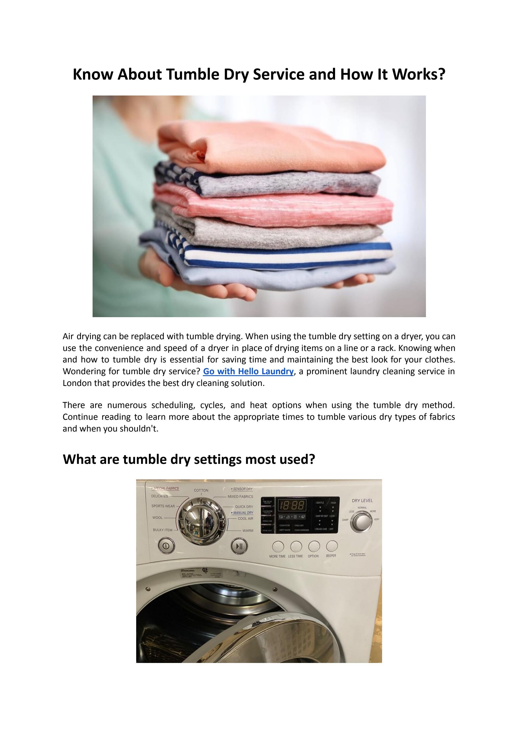 Know About Tumble Dry Service and How It Works - Hello Laundry by ...