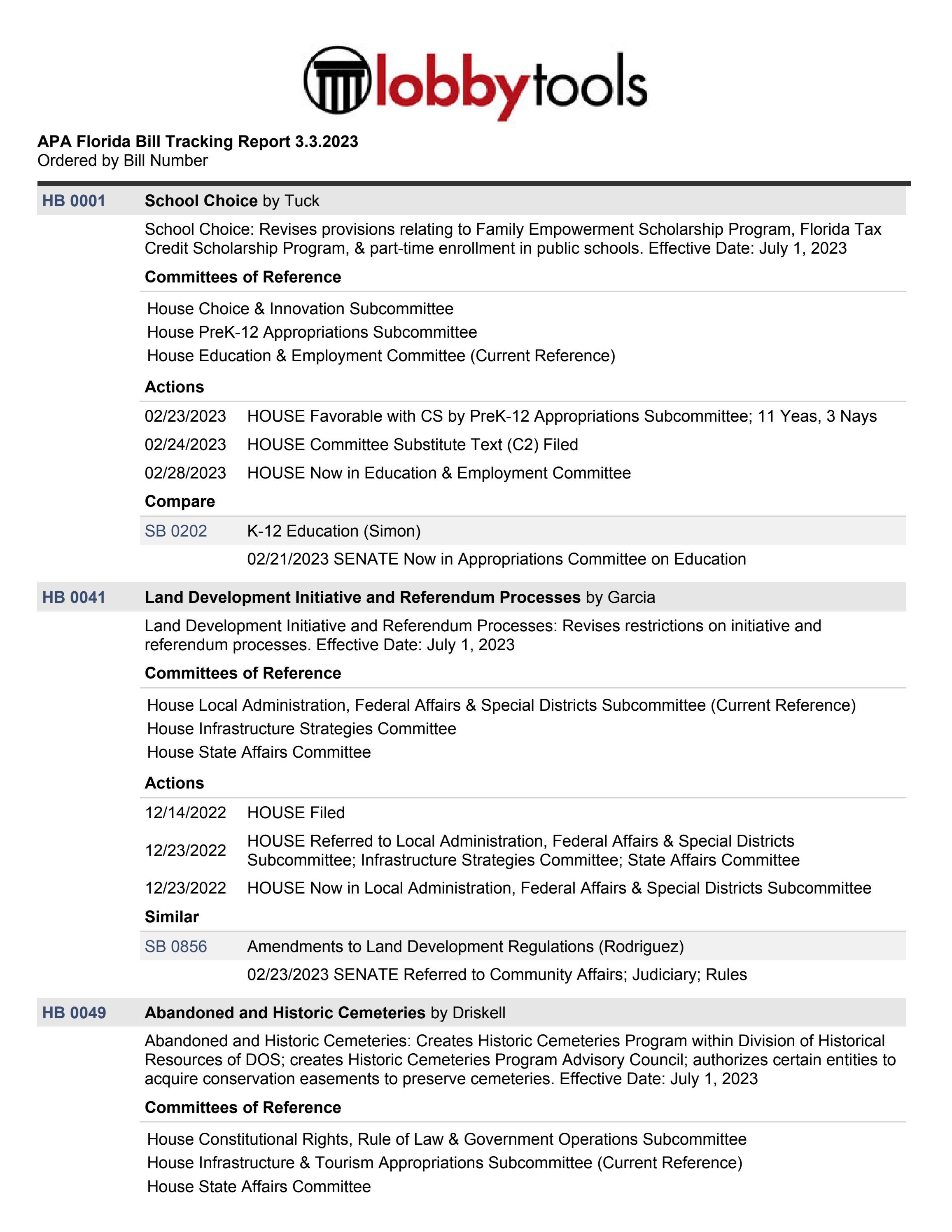 APA Florida Bill Tracking Report | March 3, 2023 by APA Florida - Issuu