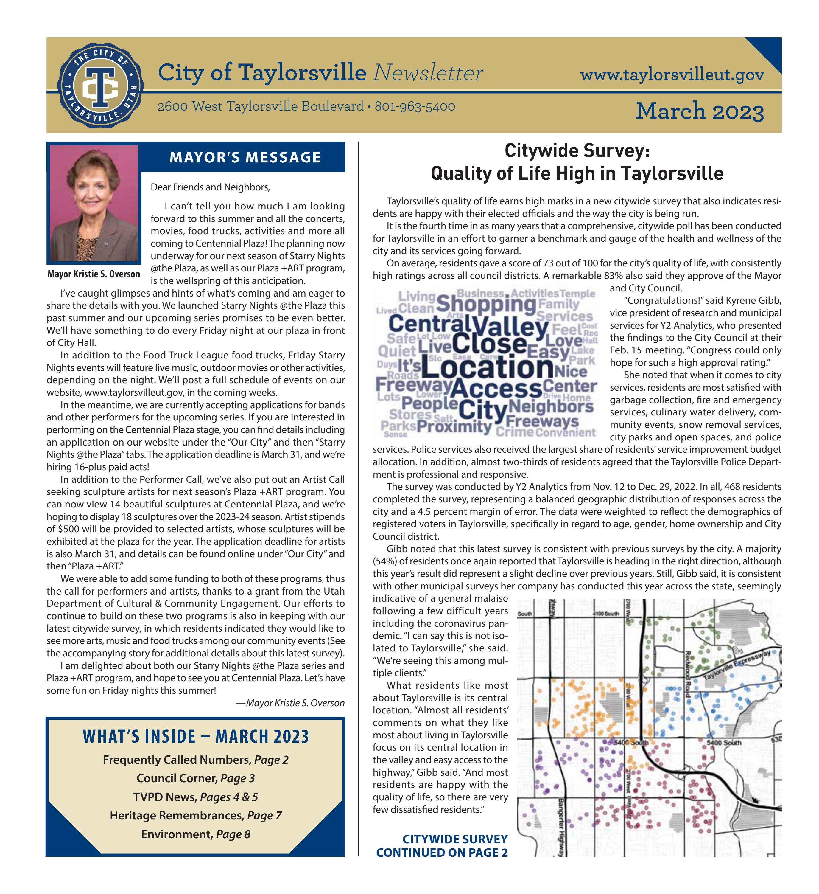 Taylorsville City Newsletter| March 2023 by The City Journals - Issuu