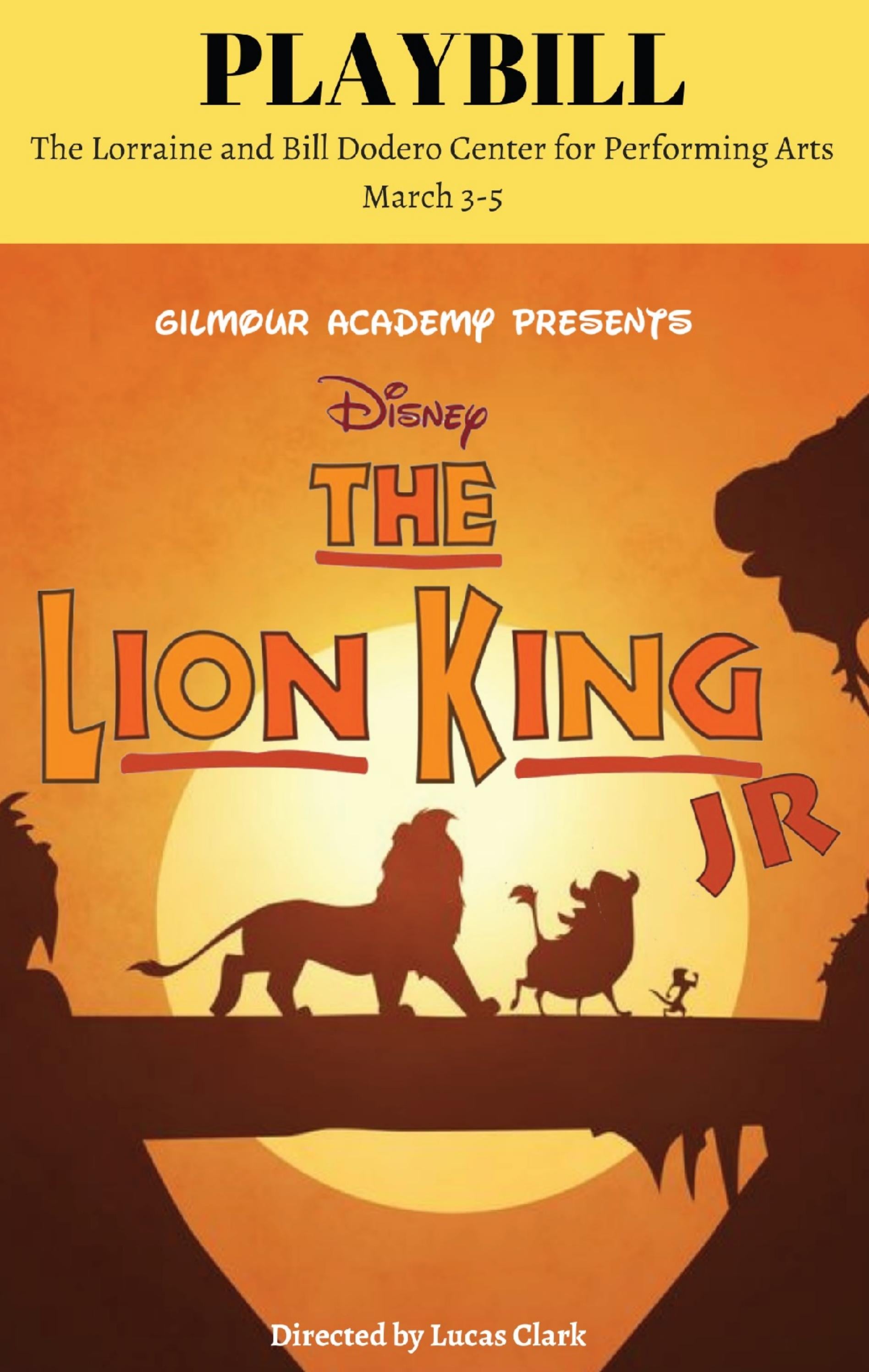 "The Lion King Jr." Playbill by Gilmour Academy - Issuu