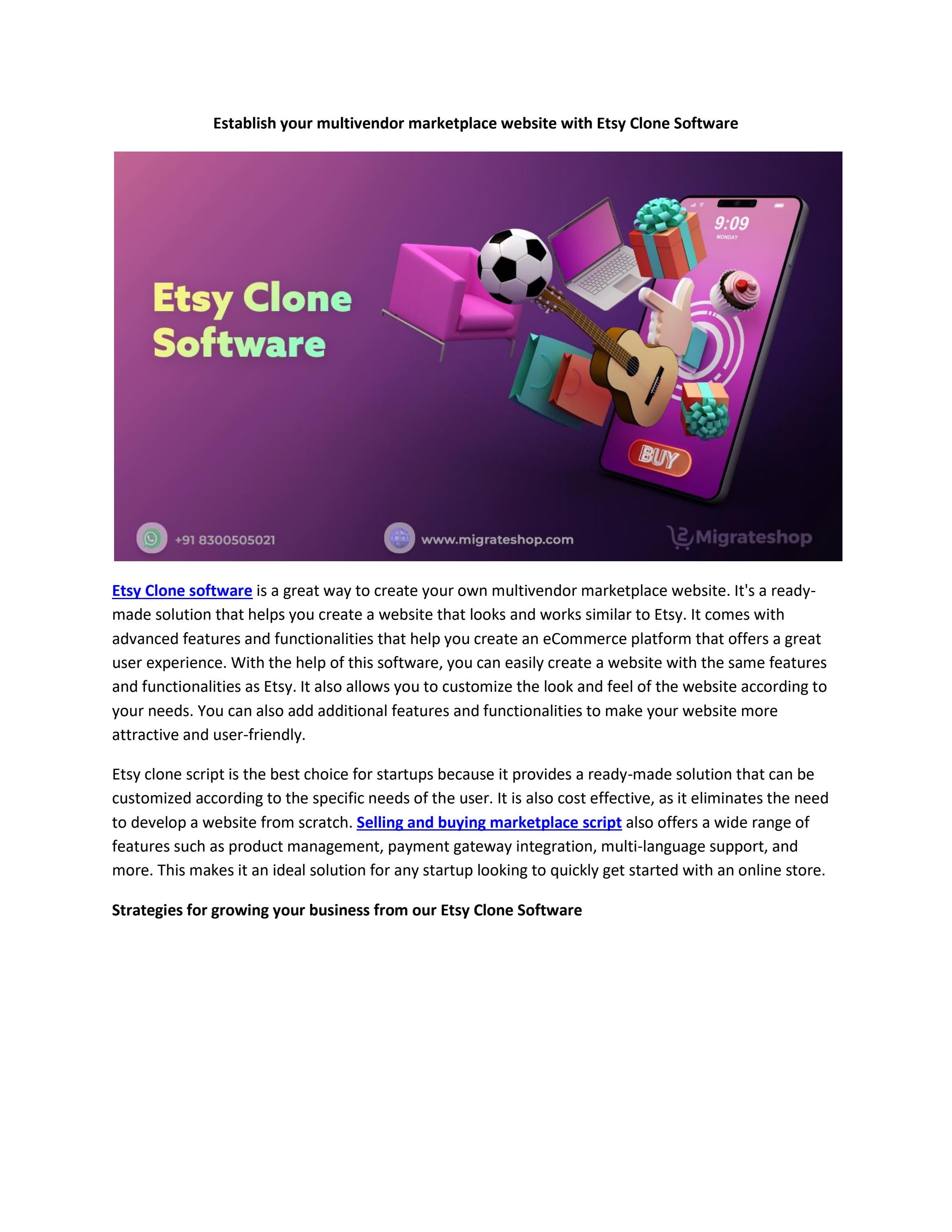 Establish your multivendor marketplace website with Etsy Clone Software by sarah krish - Issuu
