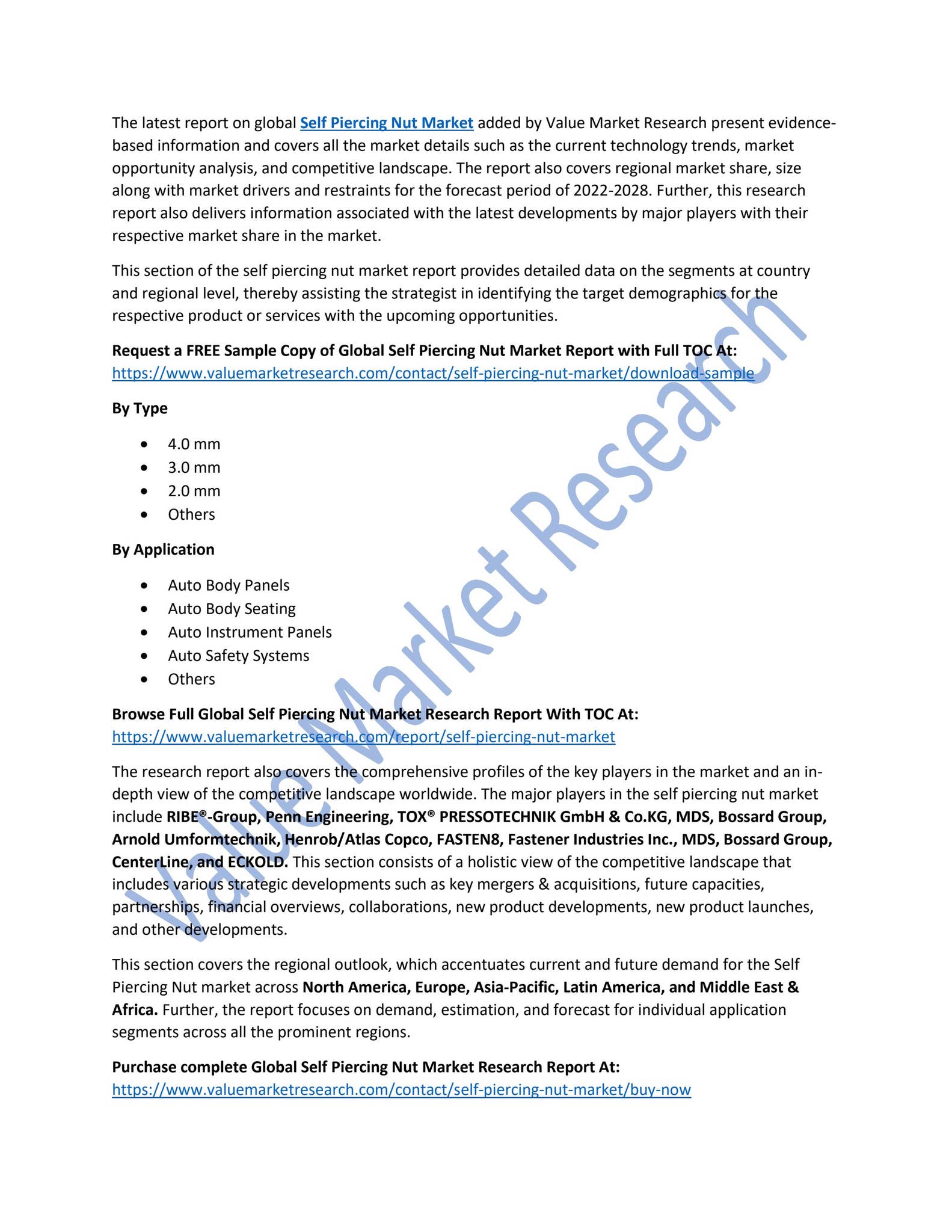 Self Piercing Nut Market Trends and Forecast Report to 2028 by global ...