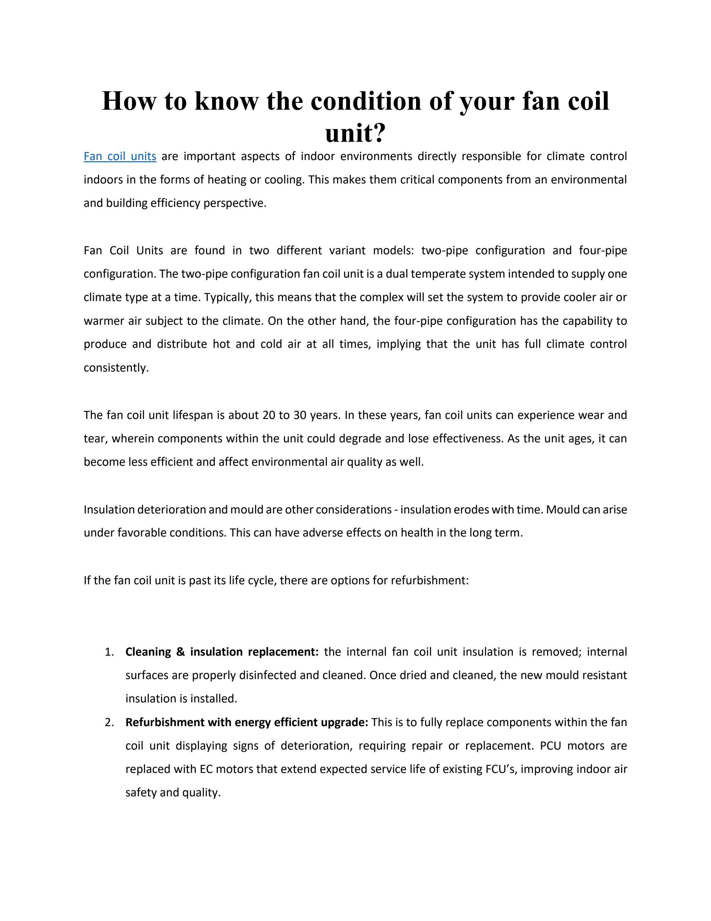 How to know the condition of your fan coil unit? by Trosten Industries ...