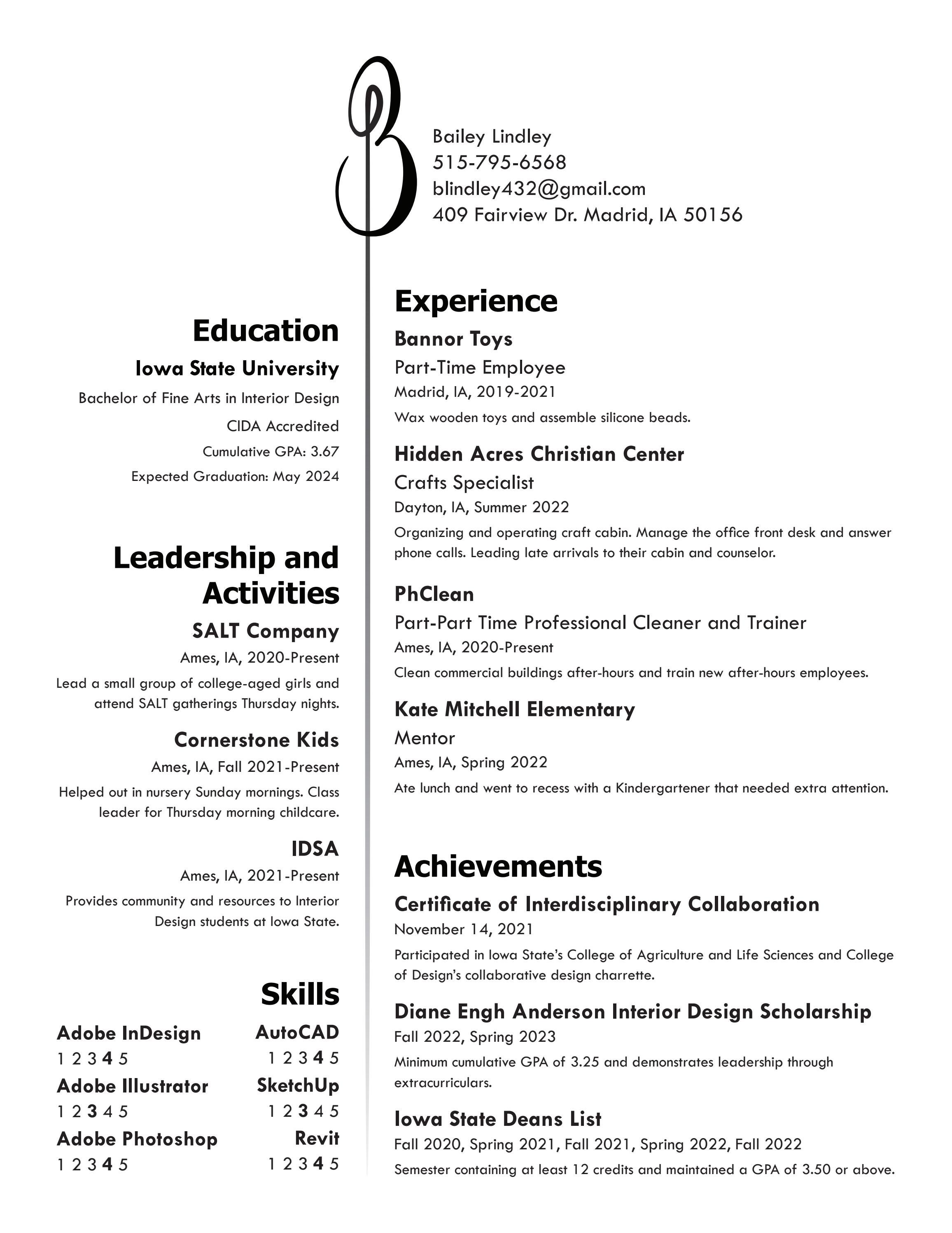 Bailey Lindley Resume by Bailey Lindley - Issuu