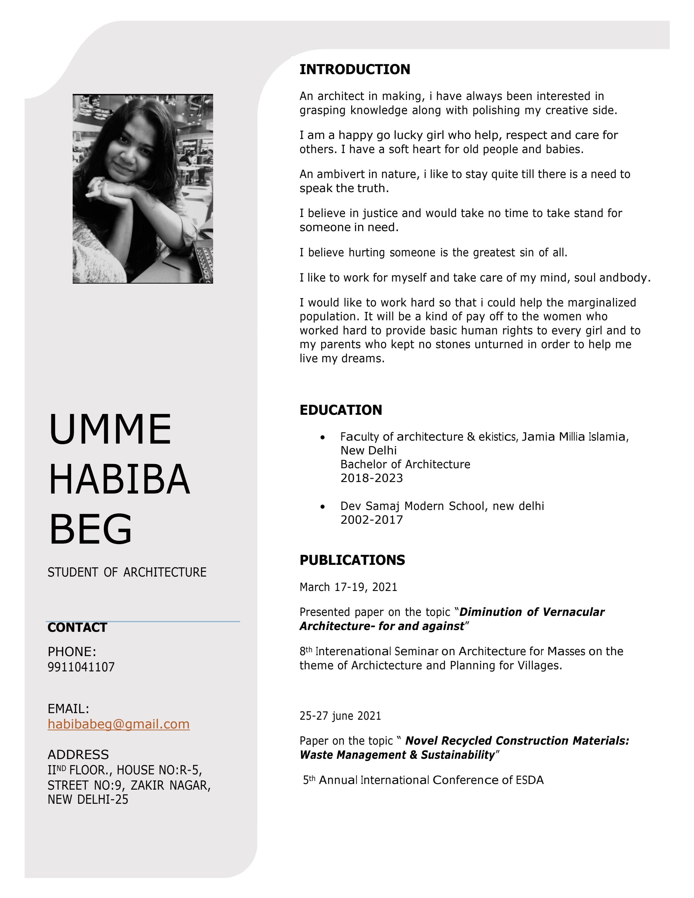 cv by Umme Habiba Beg - Issuu