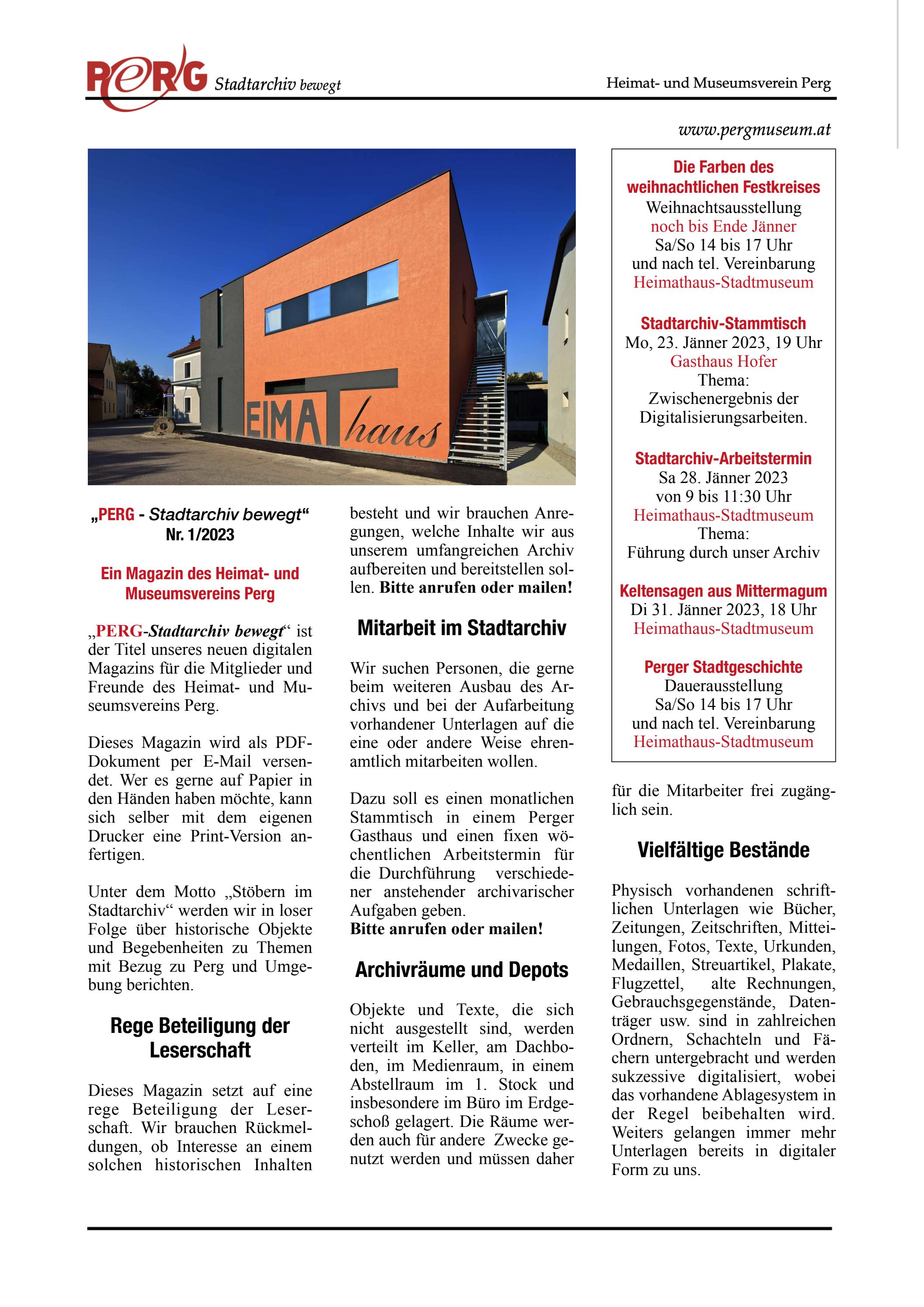Perg, Stadtarchiv bewegt 1/2023 by Franz Pfeiffer - Issuu
