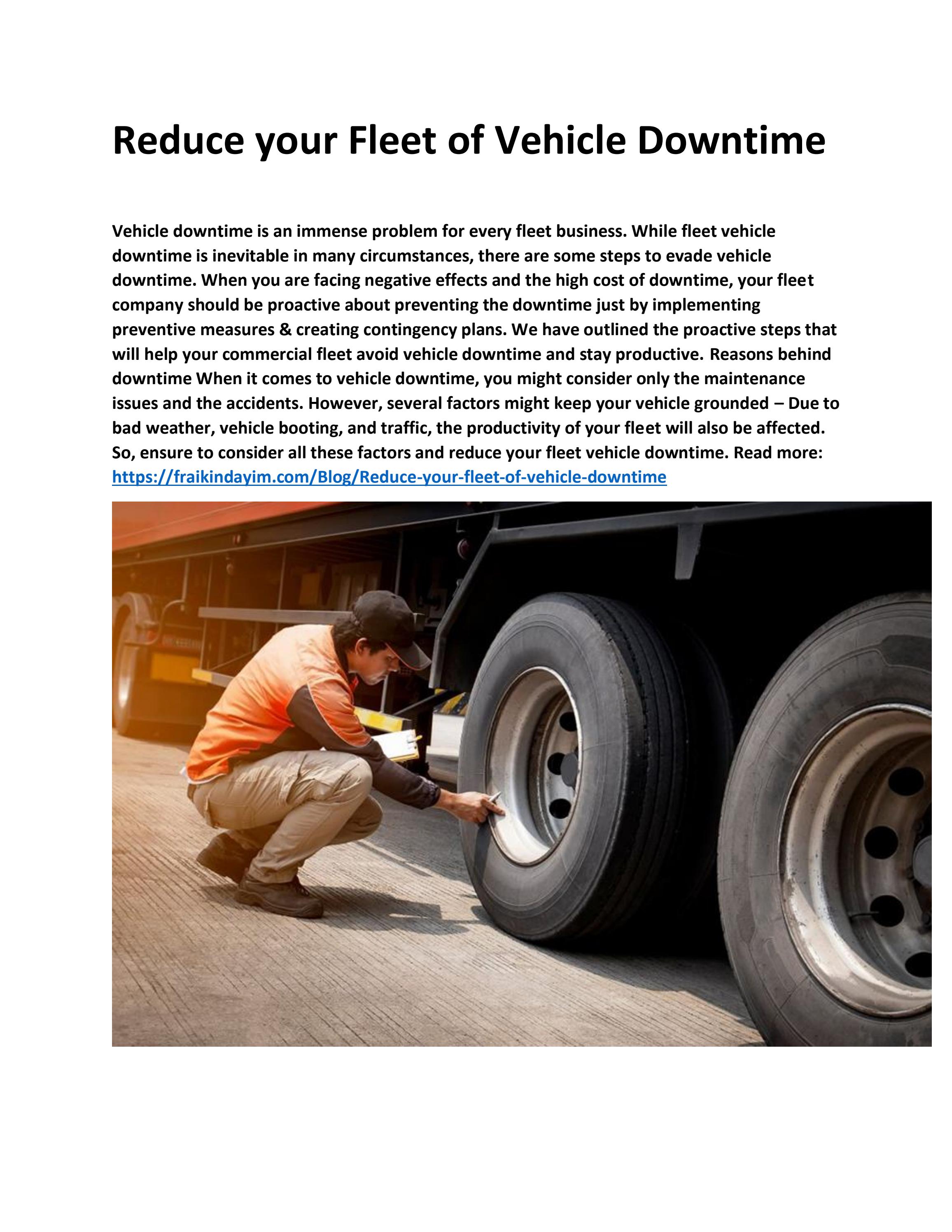 Reduce your Fleet of Vehicle Downtime by FraikinDayim - Issuu