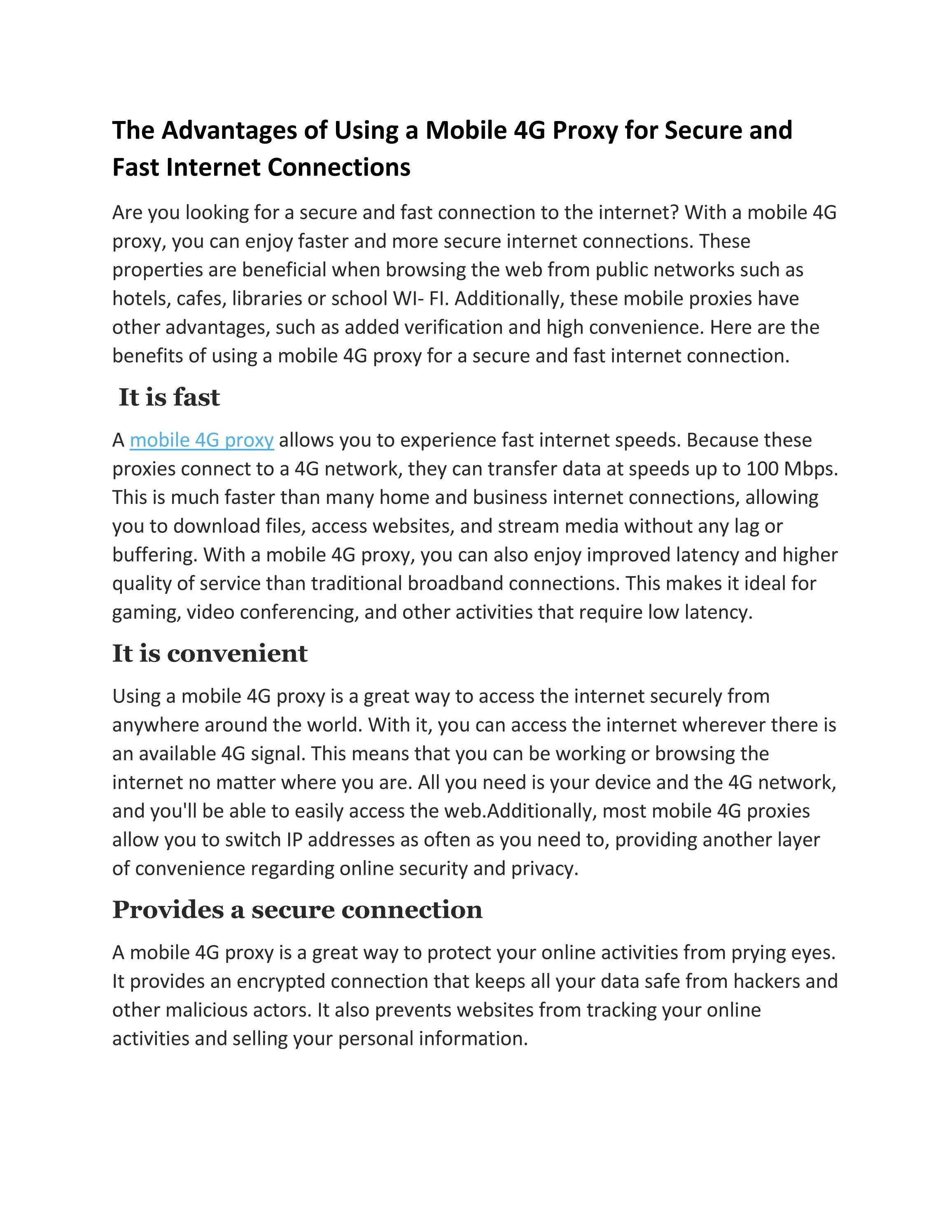 The Advantages of Using a Mobile 4G Proxy for Secure and Fast Internet ...
