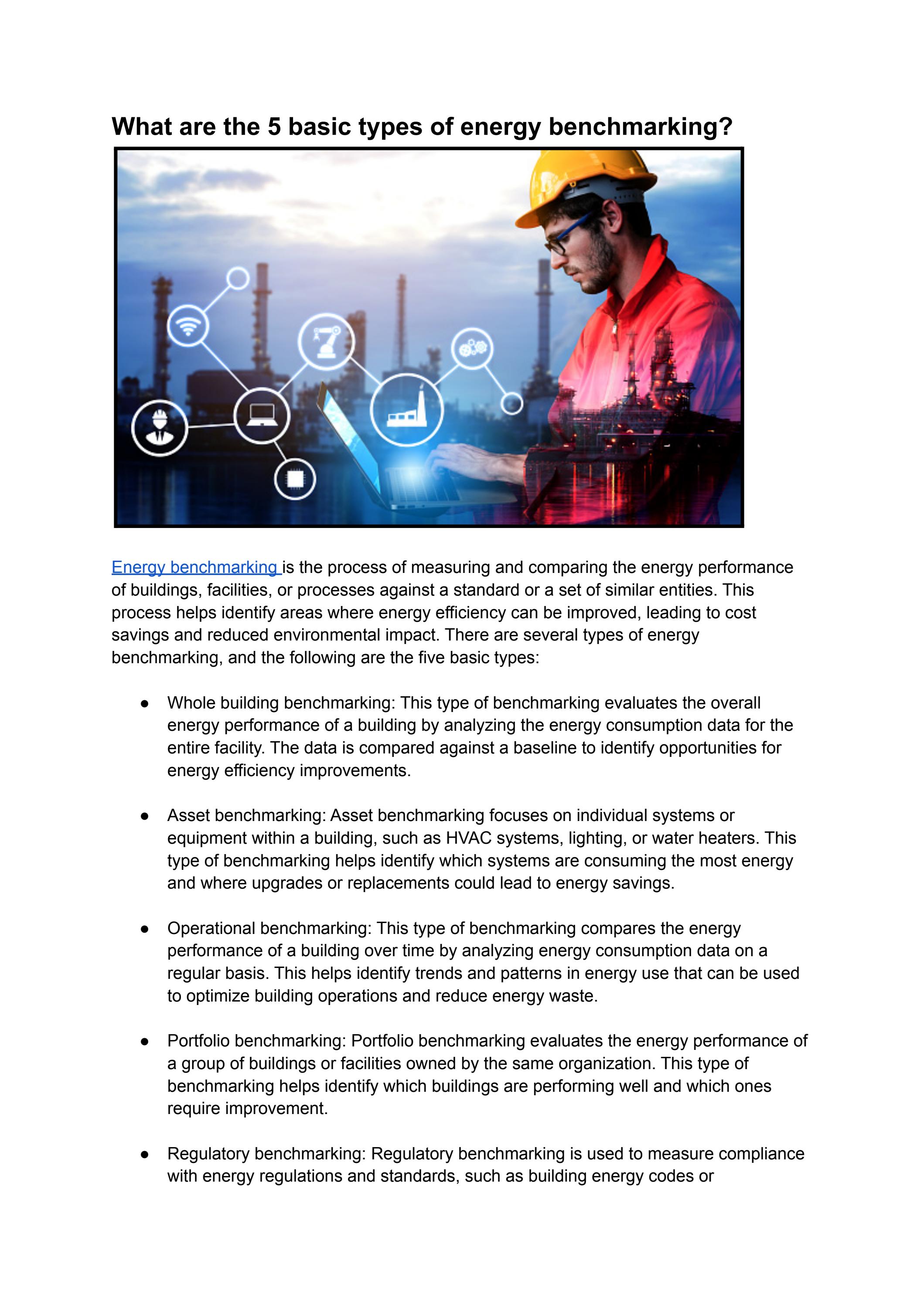 What are the 5 basic types of energy benchmarking? by Vert Energy Group ...