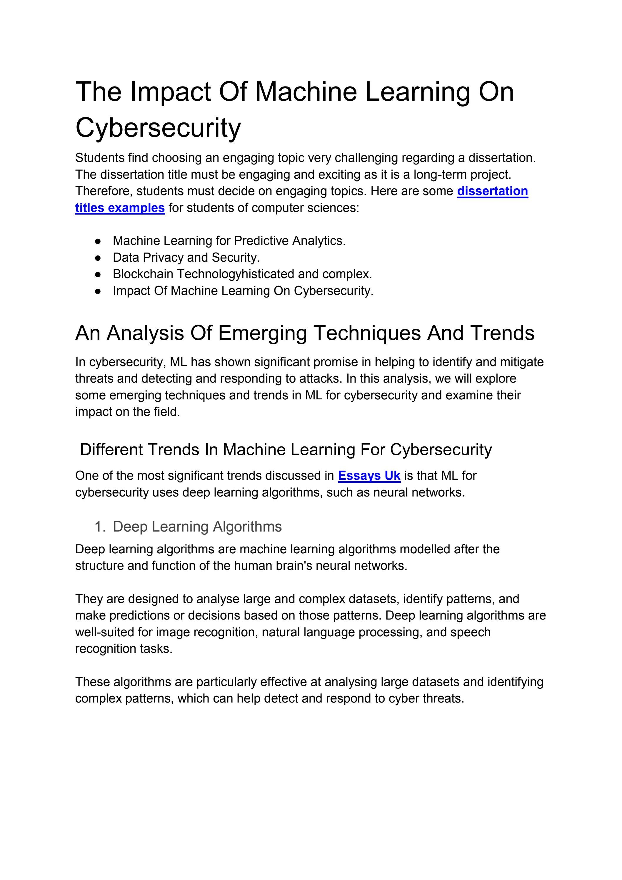 The Impact Of Machine Learning On Cybersecurity by Essays UK | The Best ...
