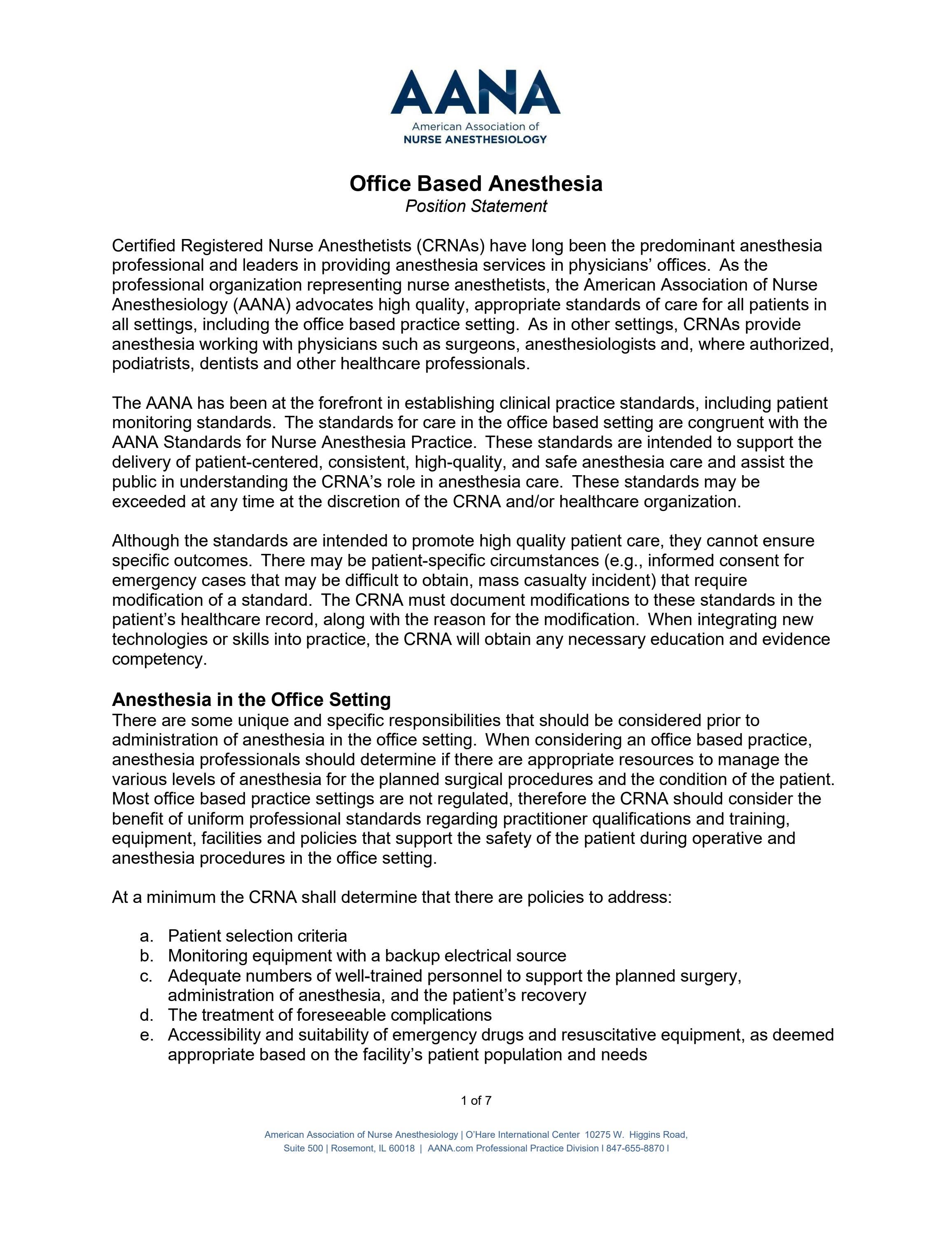 Office Based Anesthesia by aanapublishing - Issuu