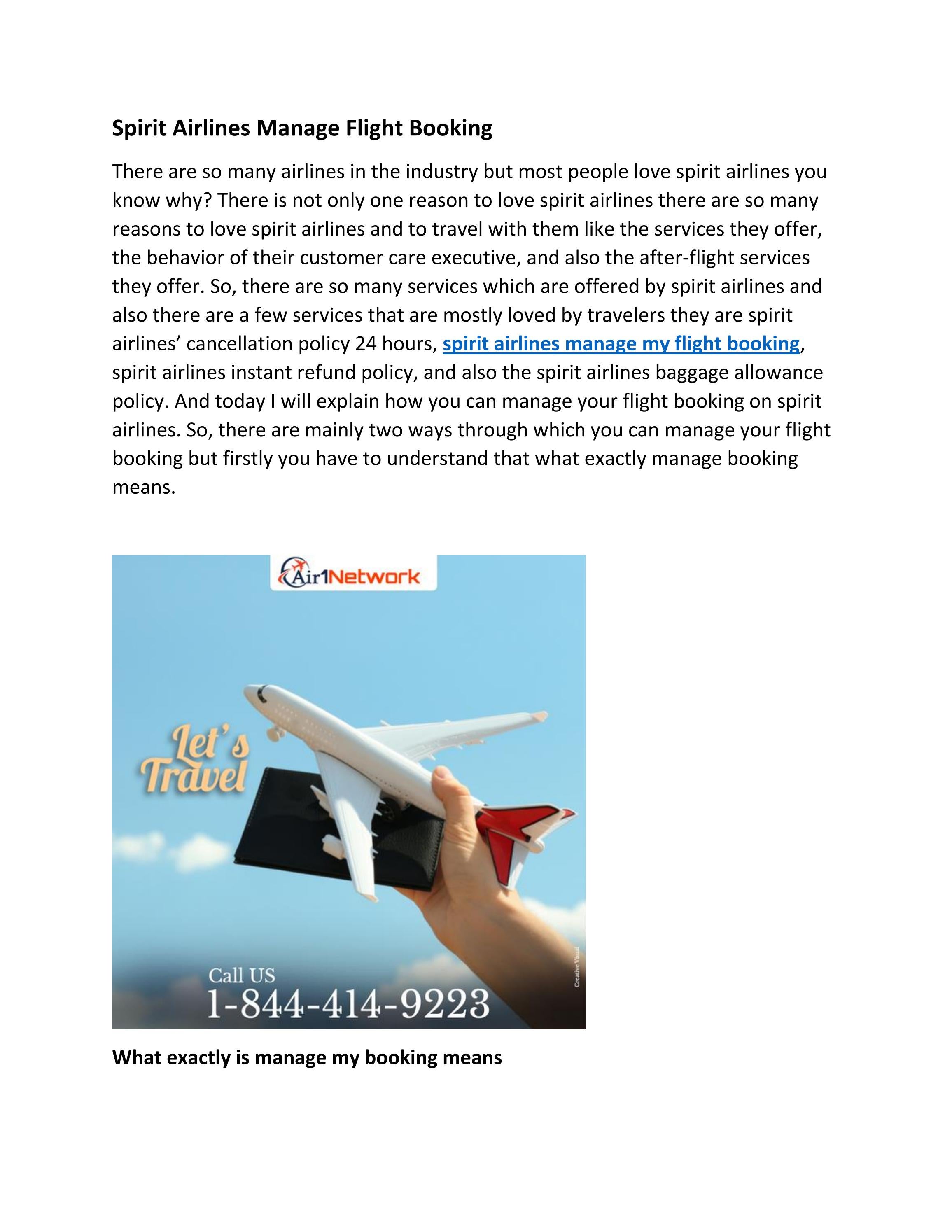 +1-844-414-9223 How Can I Manage your booking with Spirit Airlines? by ...