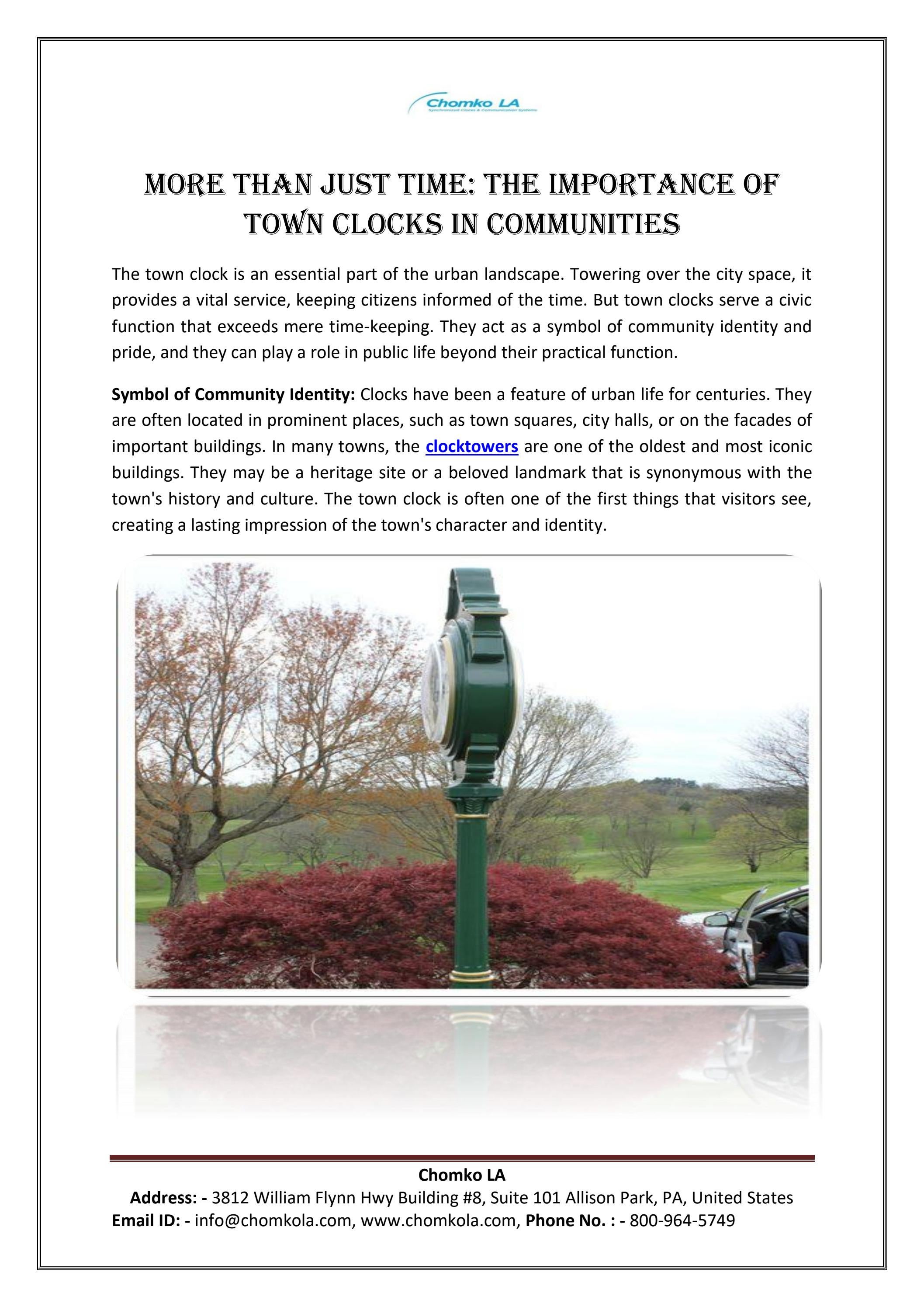 More Than Just Time: The Importance of Town Clocks in Communities by ...