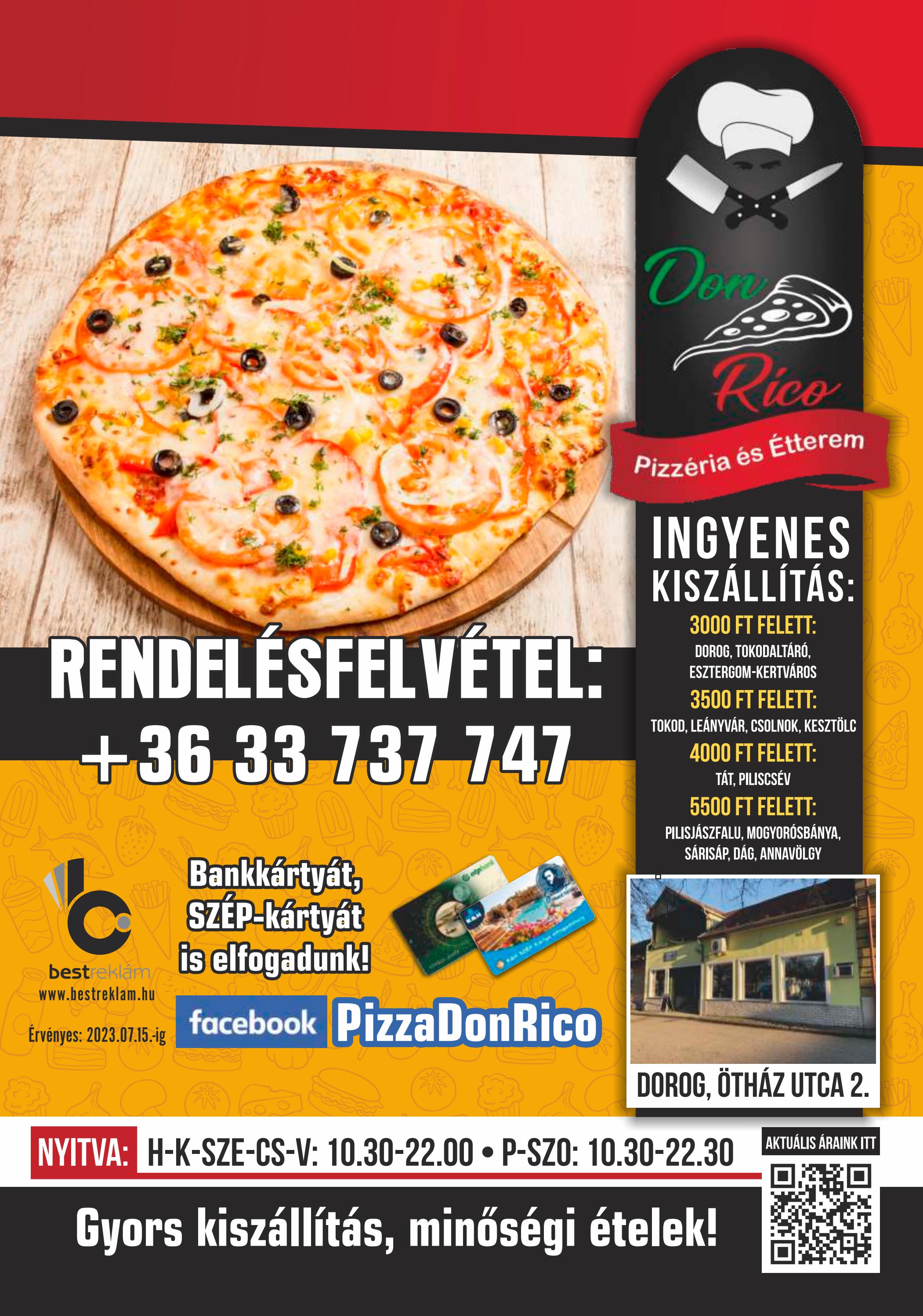 Dorog Don Rico Pizzéria és Étterem 2022 - 2 by TheBest Reklám - Issuu