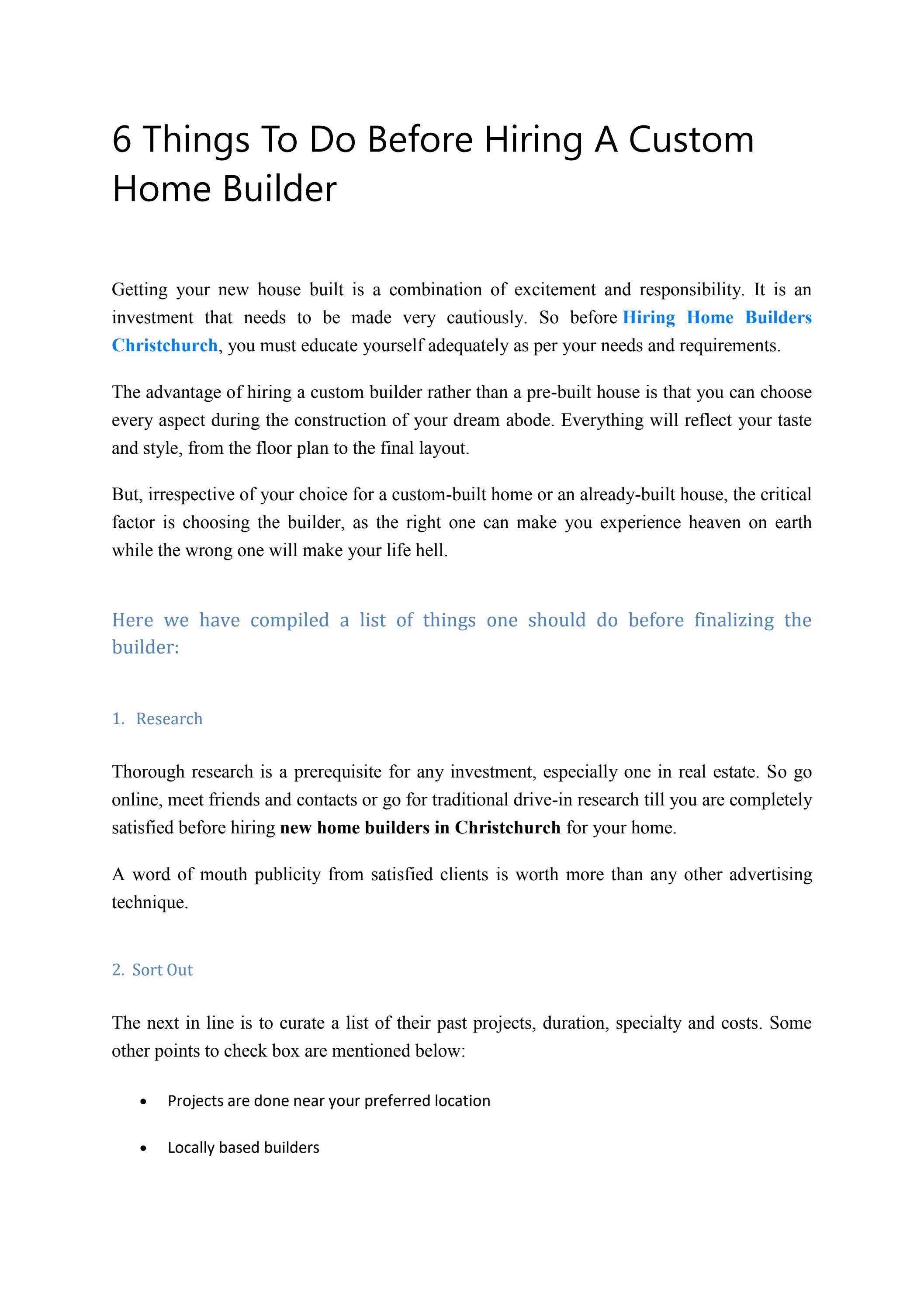 6 Things To Do Before Hiring A Custom Home Builder By