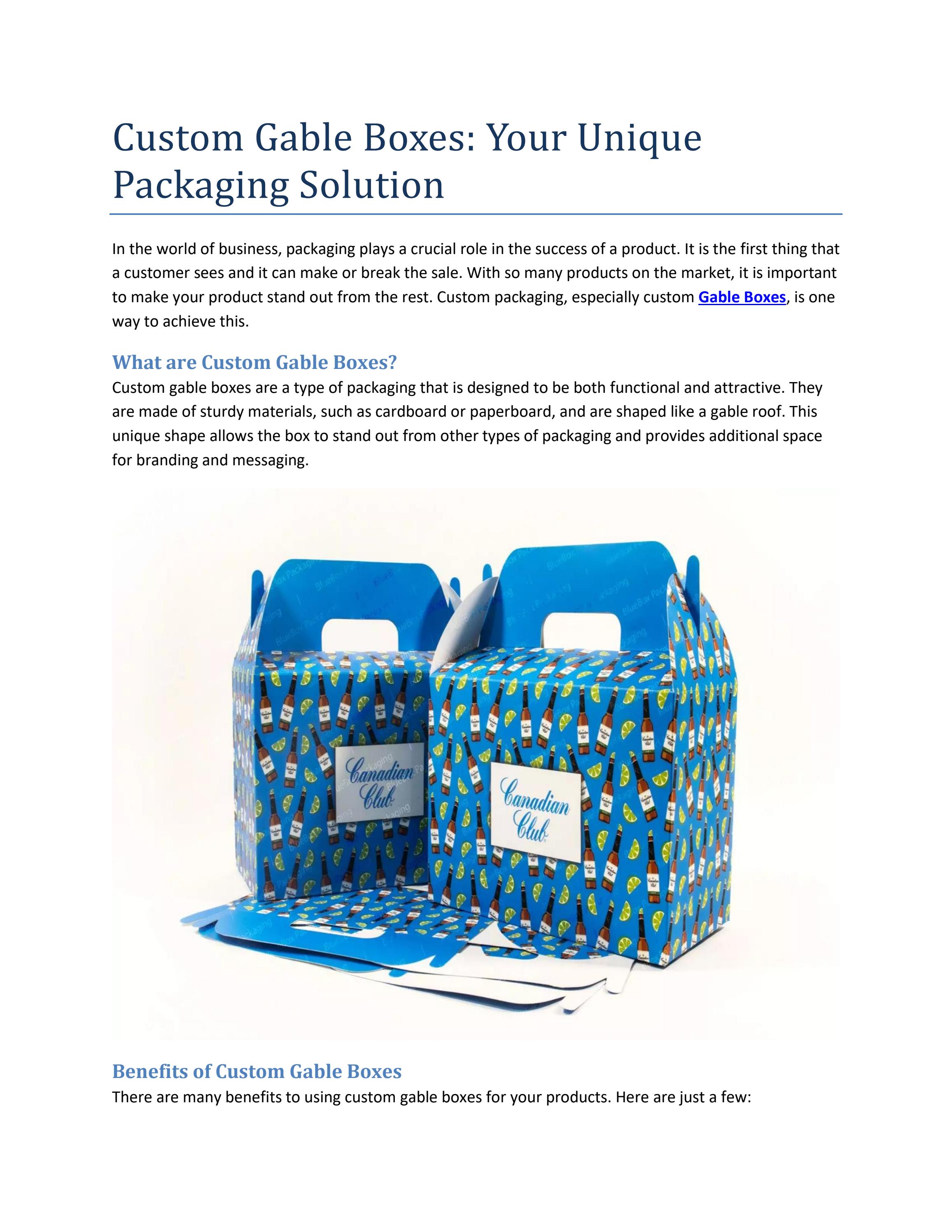 Custom Gable Boxes Your Unique Packaging Solution by Jack Alexa - Issuu