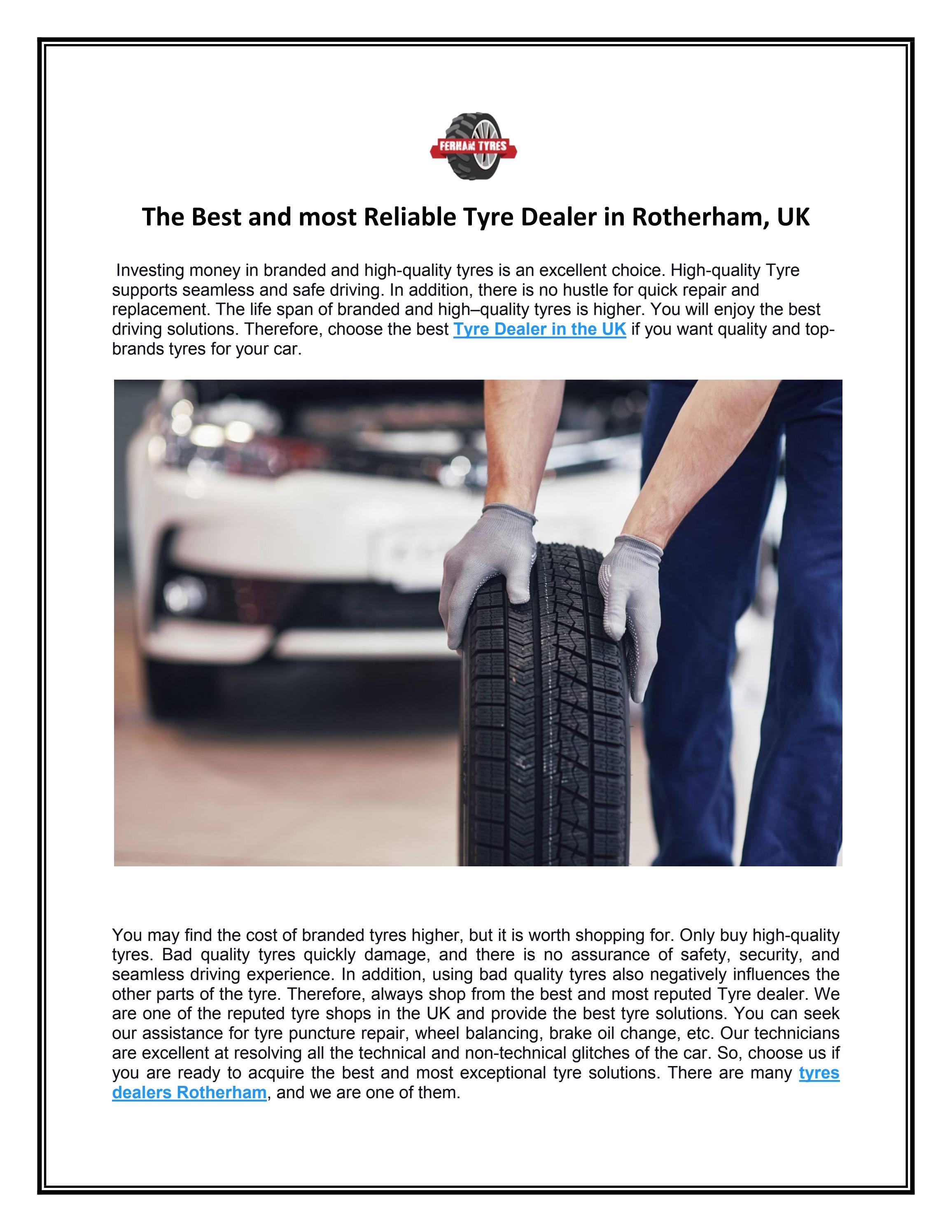Buy from the best & most trusted tire dealer in Rotherham, UK by Ferham ...