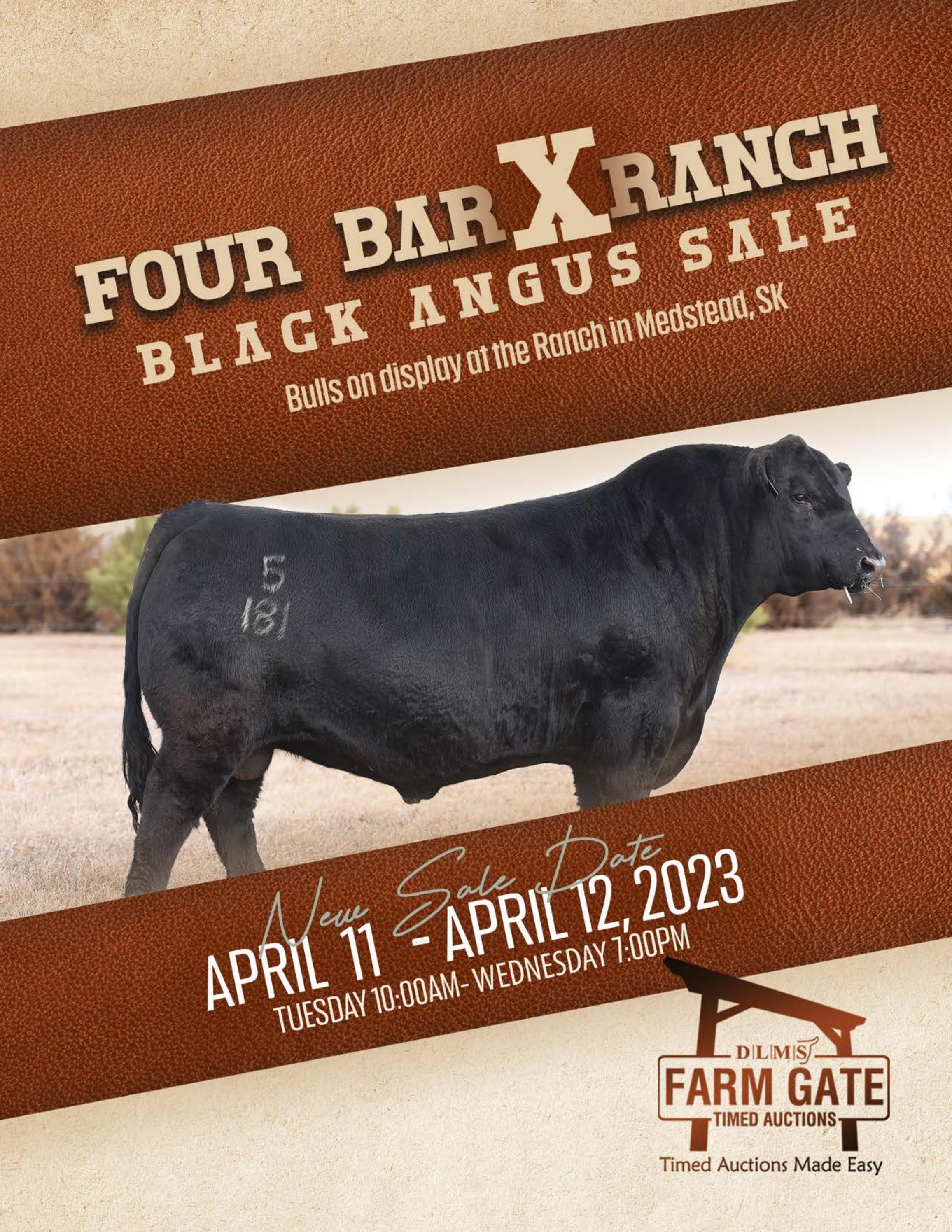 Four Bar X Ranch Angus Bull Sale - DLMS Farm Gate Timed Auctions by ...