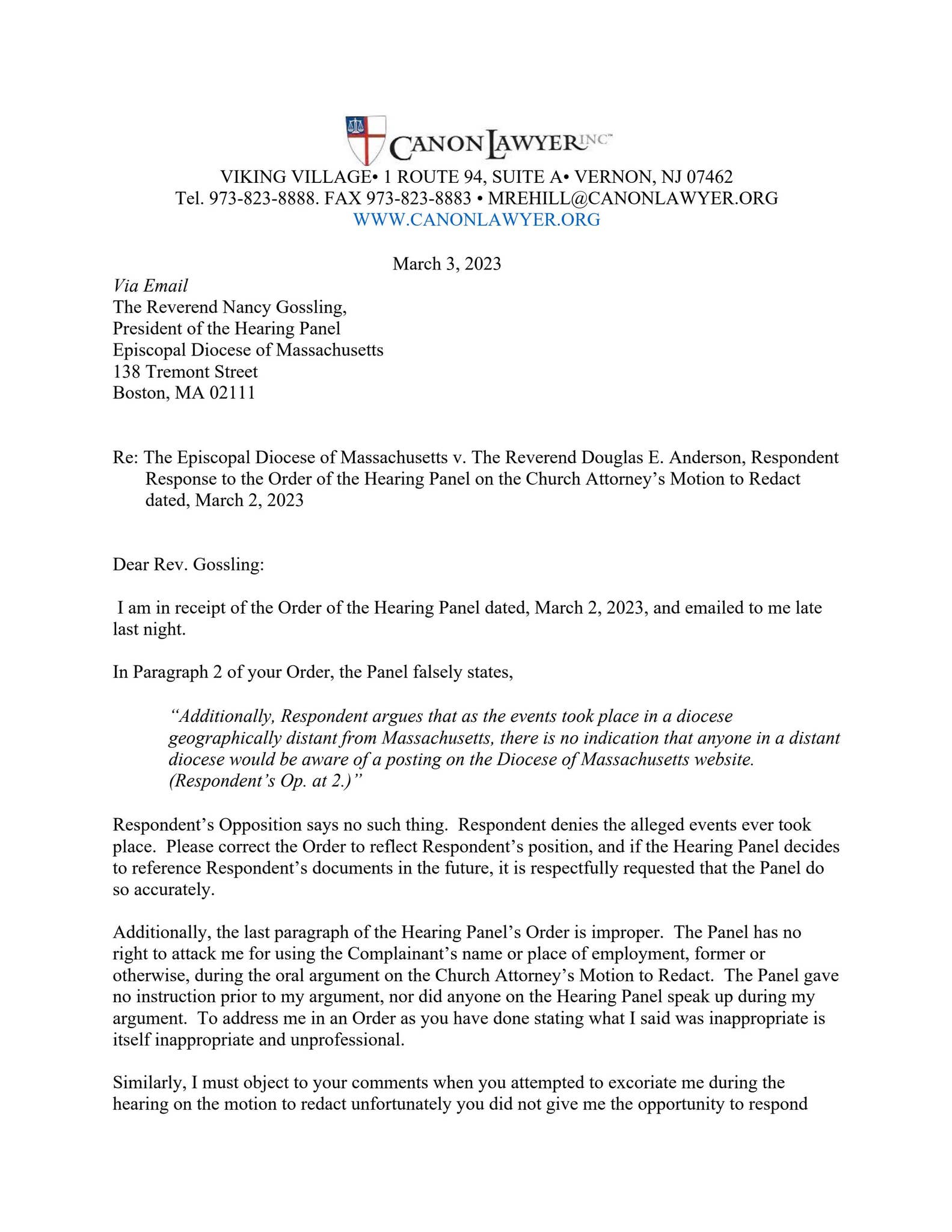 Michael Rehill Letter to Hearing Panel by AnglicanWatch - Issuu