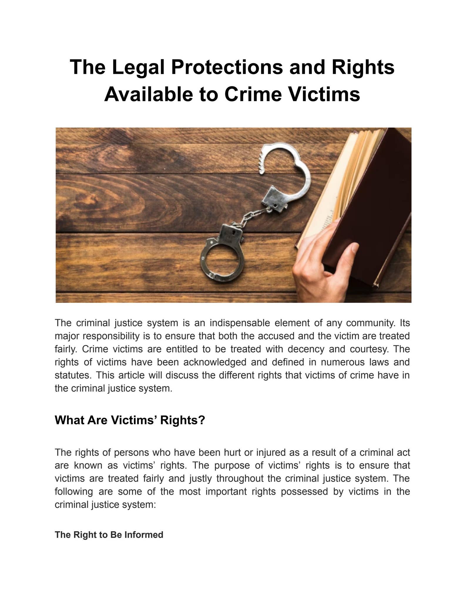 The Legal Protections and Rights Available to Crime Victims by SL Legal ...