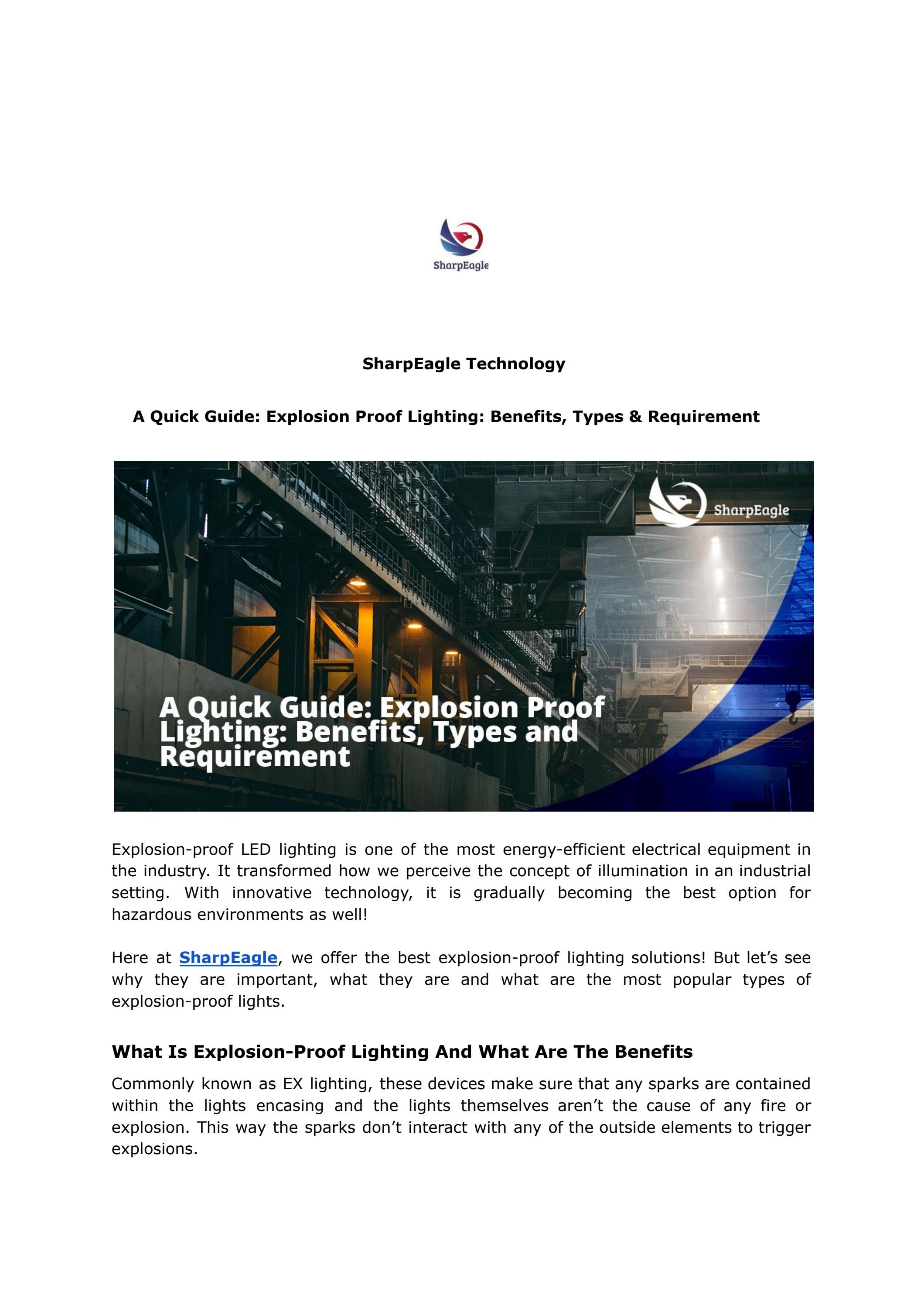 A Quick Guide: Explosion Proof Lighting: Benefits, Types & Requirement by SharpEagle Technology ...