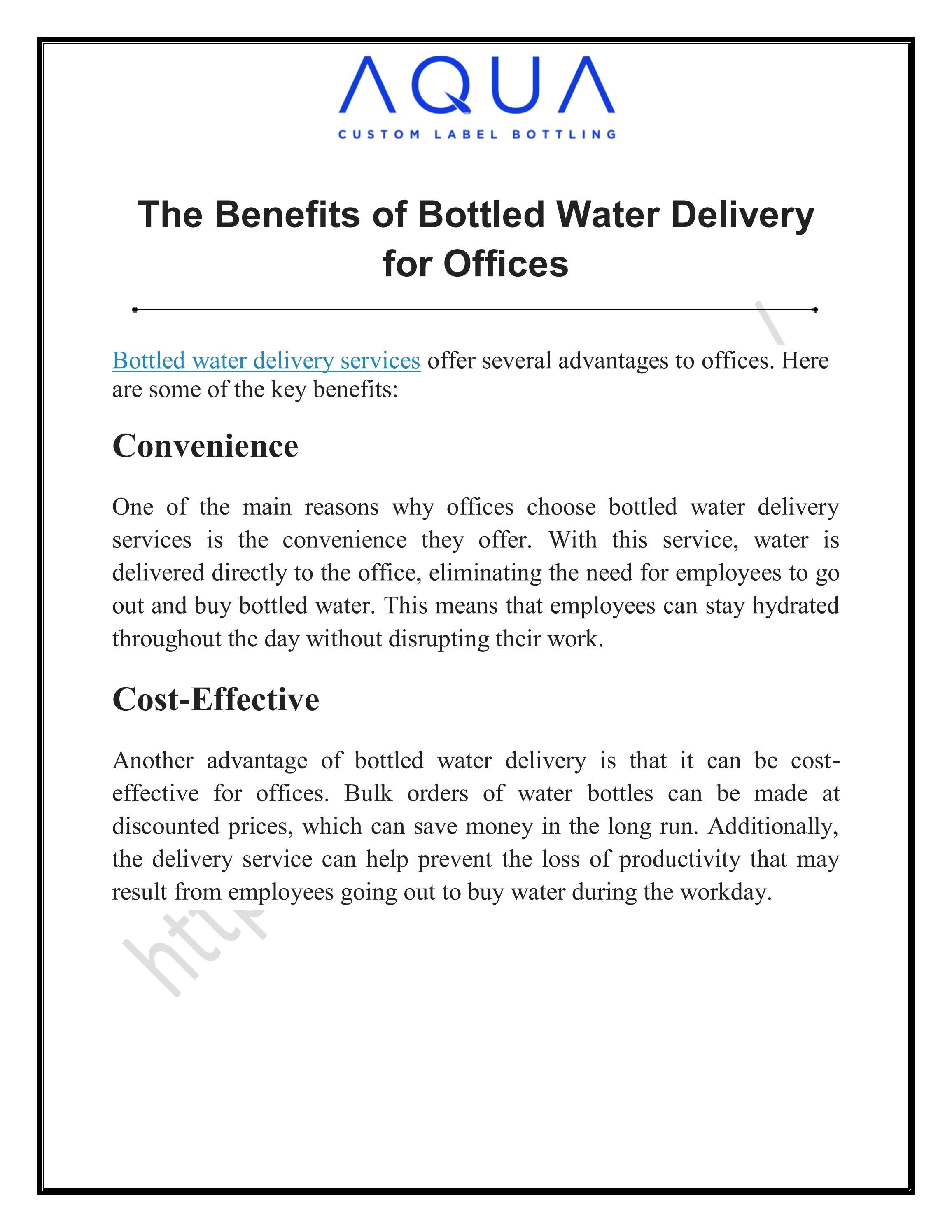The Benefits of Bottled Water Delivery for Offices by Aqua Bottling - Issuu
