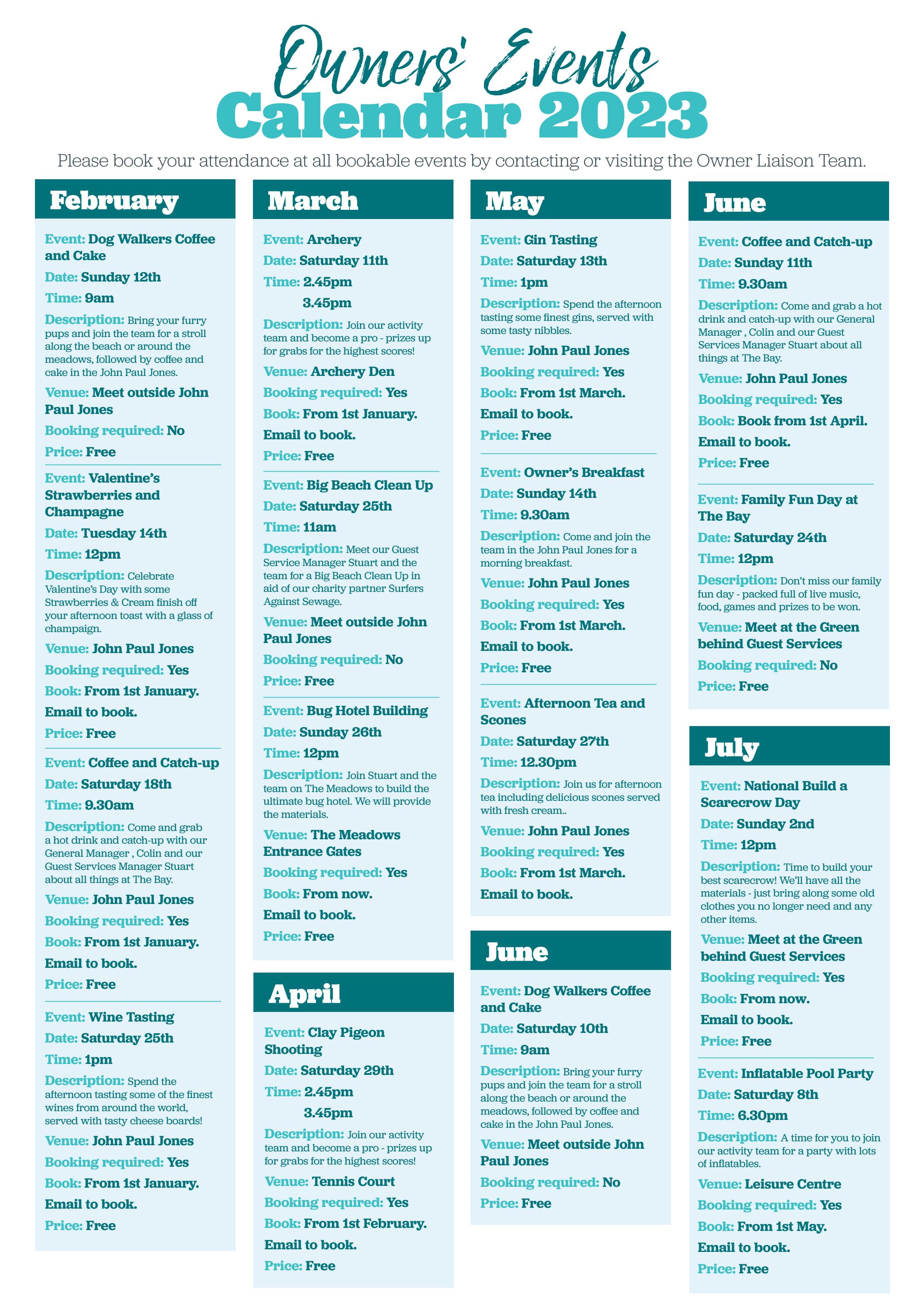 BAY - Owners Events Calendar 2023 by Away Resorts - Issuu