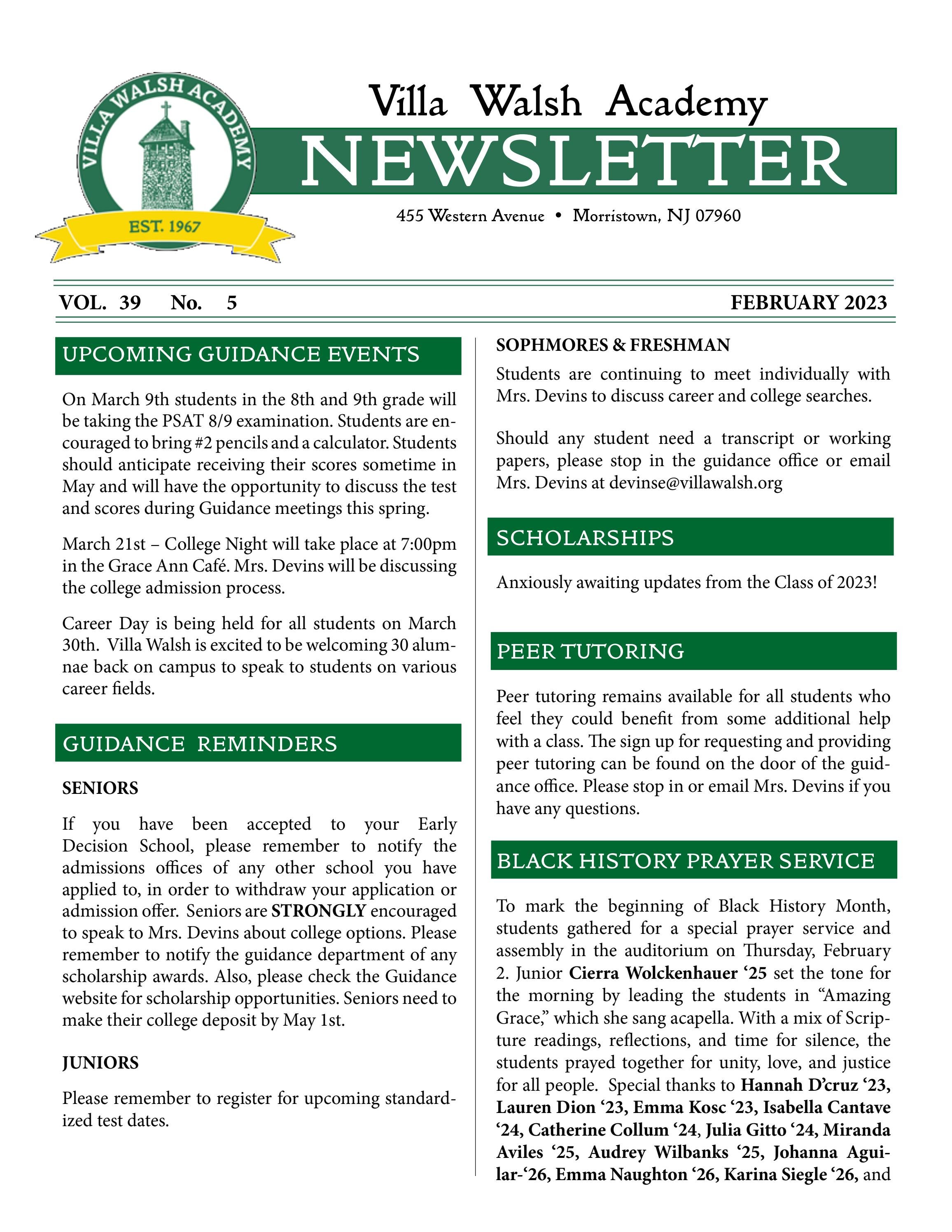 VWA FEBRUARY 2023 NEWSLETTER by VillaWalshAcademy - Issuu