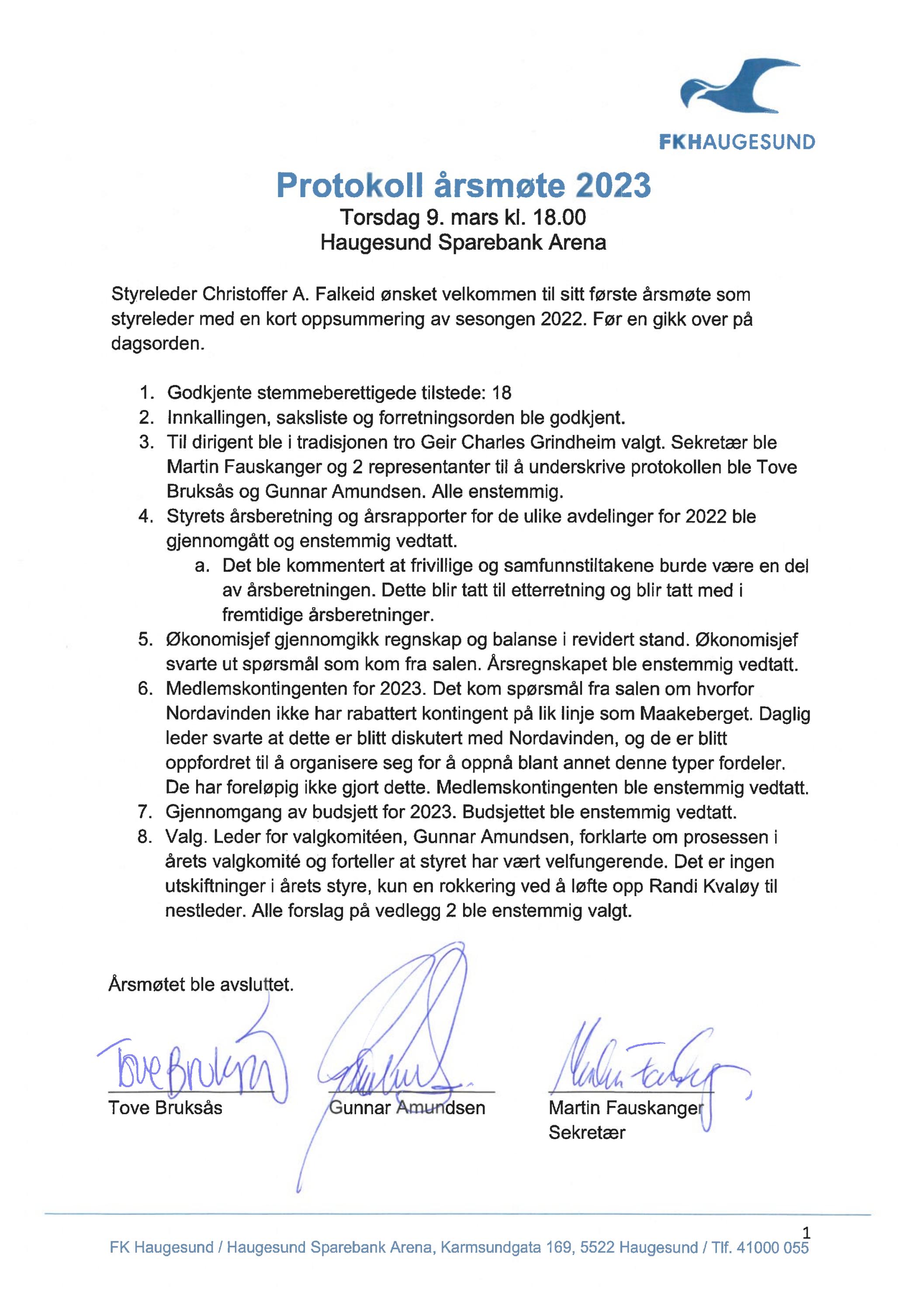 Årsmøte 2023 - protokoll - FK Haugesund by fkhaugesund1993 - Issuu