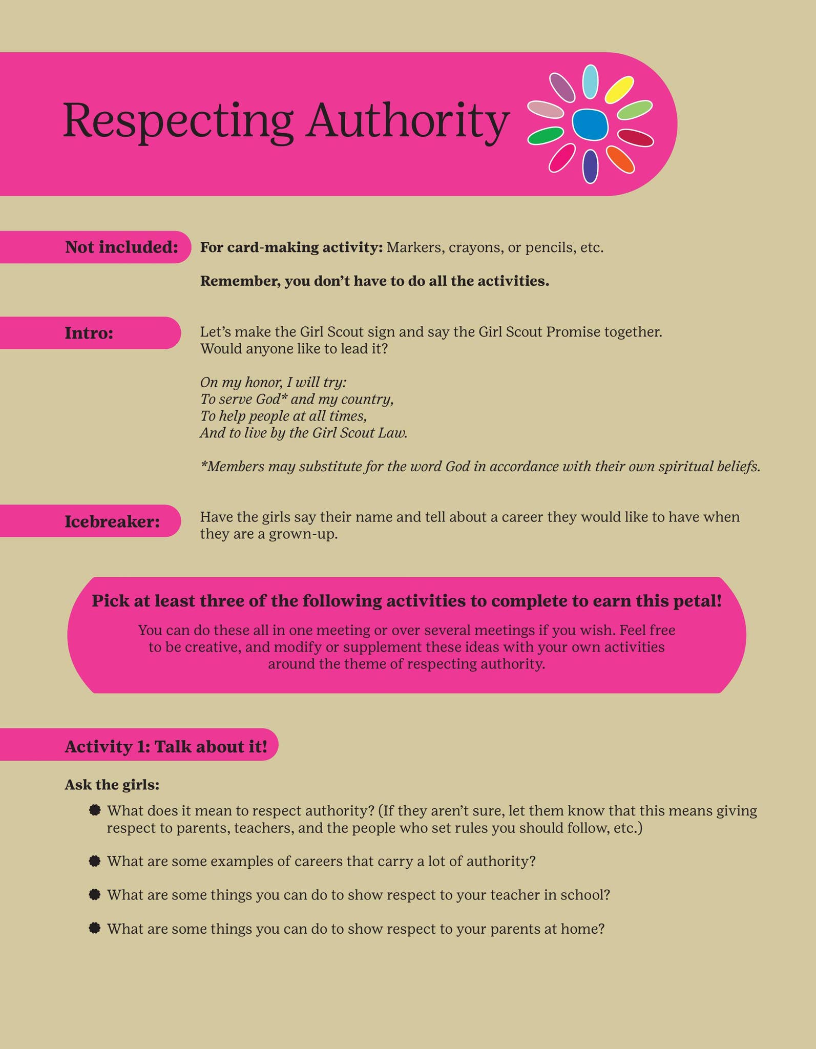 Daisy Kit - Respecting Authority Meeting Plan by Girl Scouts of the ...