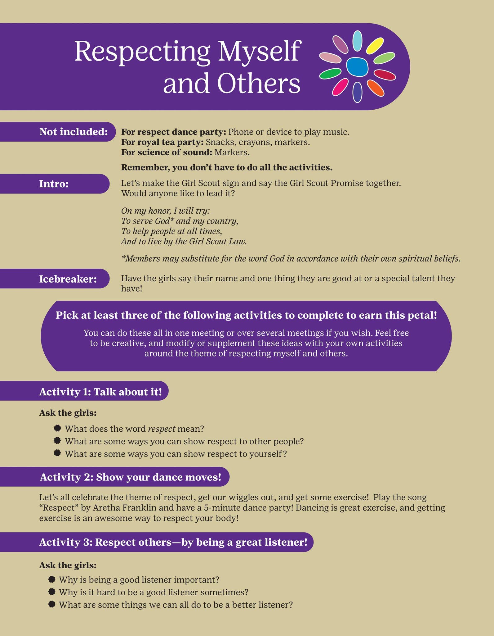 Daisy Kit - Respecting Myself & Others Meeting Plan by Girl Scouts of ...