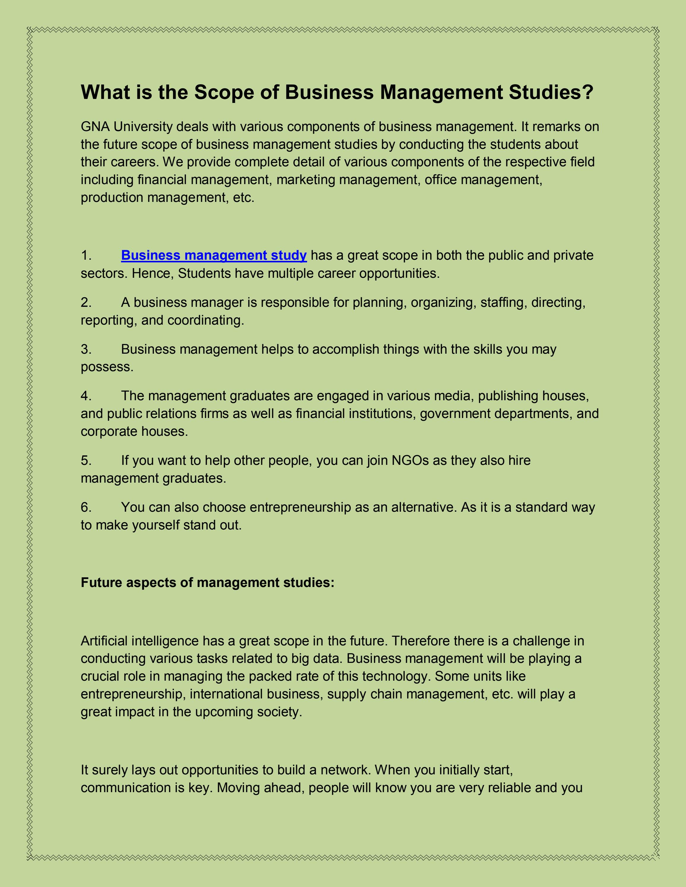 What Is The Scope Of Business Management Studies By GNA University Issuu