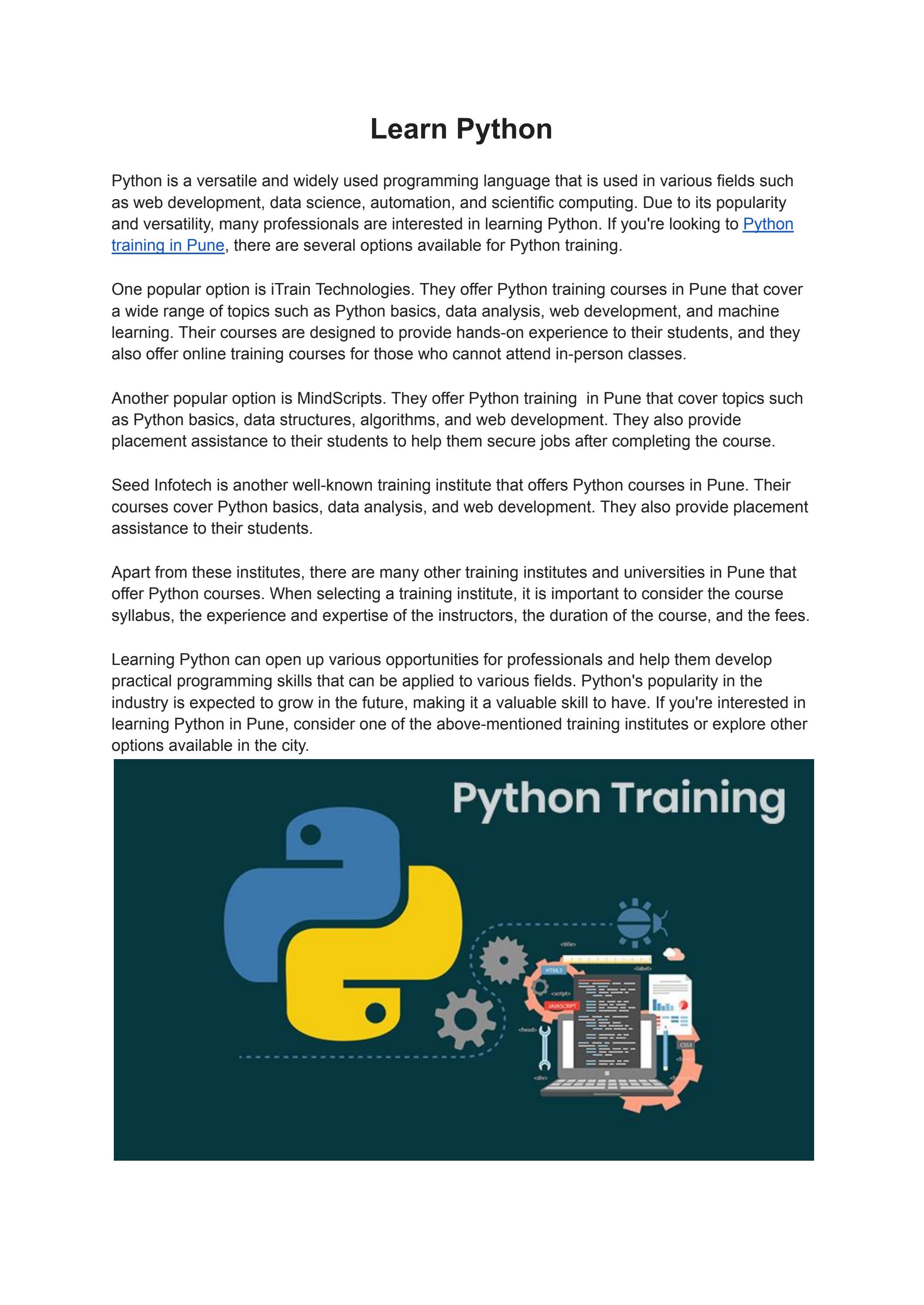 Python training in Pune by Rahul Ravi M - Issuu