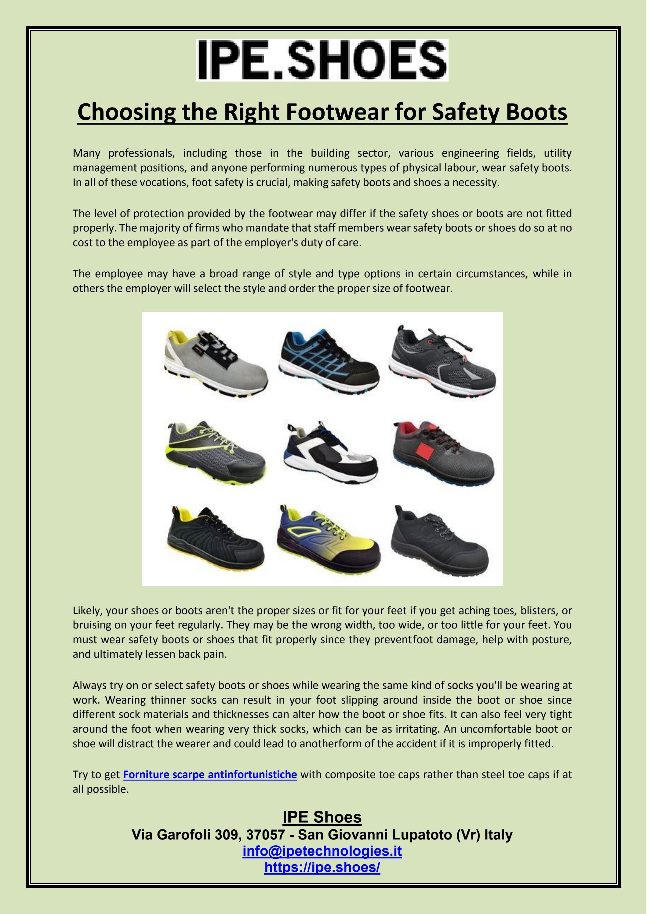 Choosing the Right Footwear for Safety Boots by IPE Technologies S.R.L ...