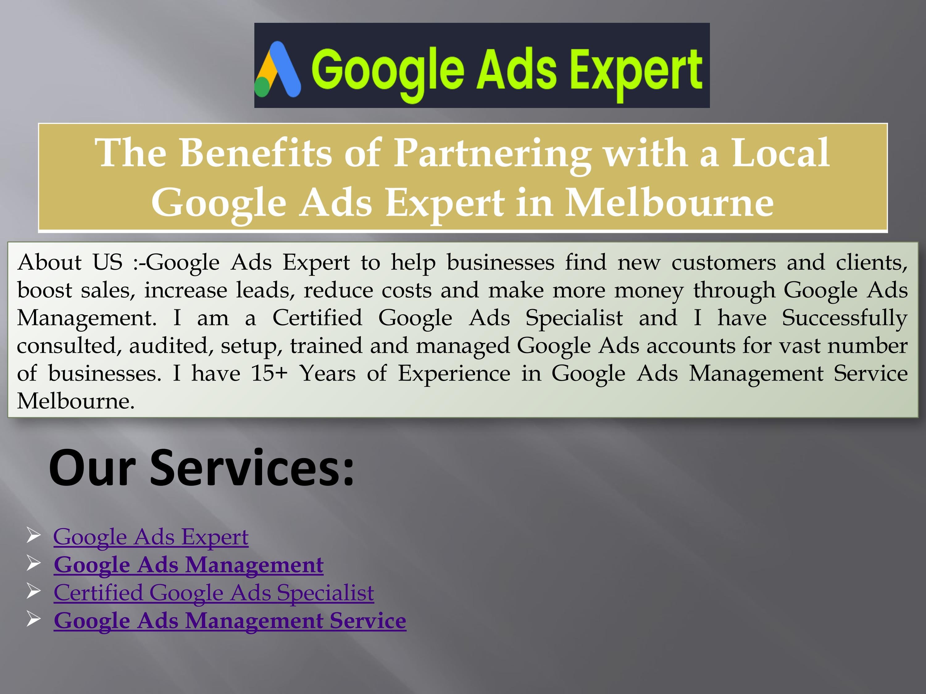 The Benefits of Partnering with a Local Google Ads Expert in Melbourne ...