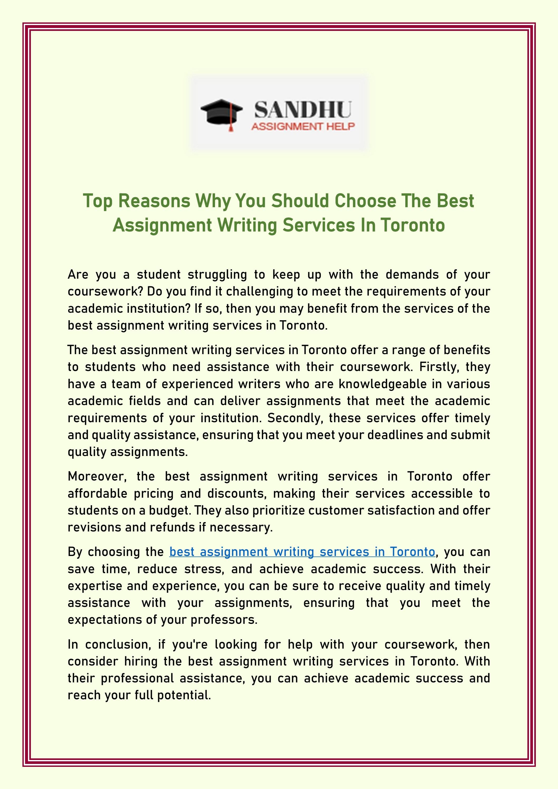 Top Reasons Why You Should Choose The Best Assignment Writing Services ...