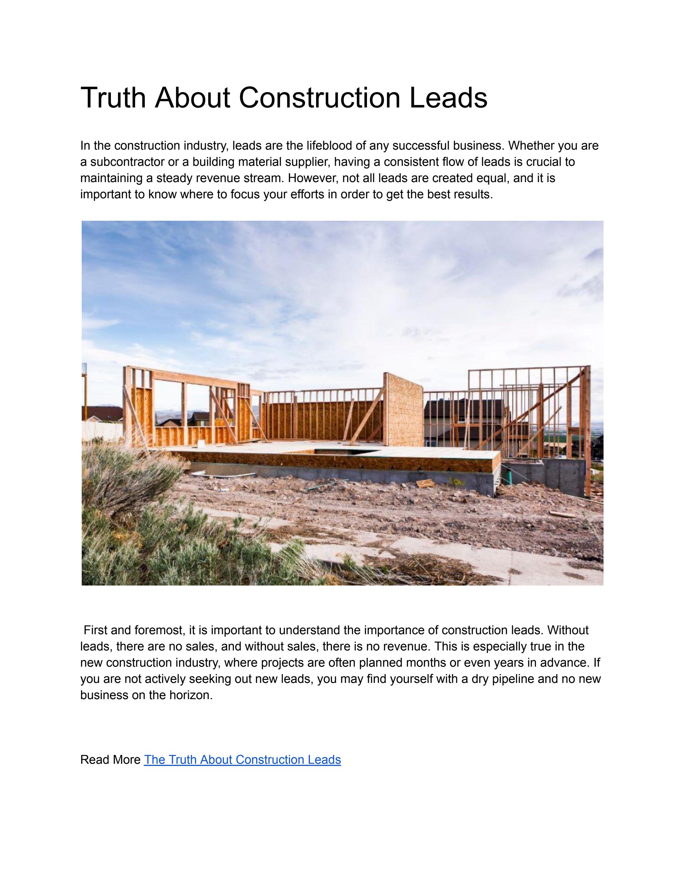 Truth About Construction Leads by Buildmapper - Issuu